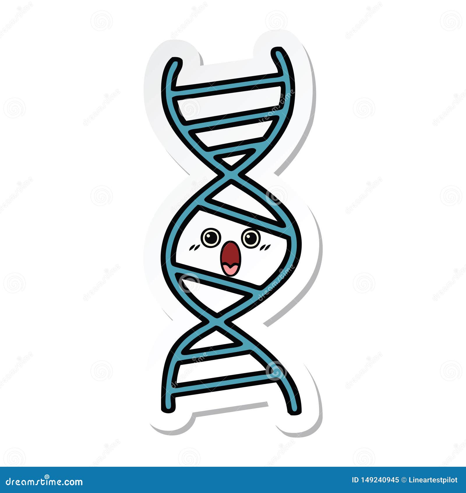 Sticker of a Cute Cartoon DNA Strand Stock Vector - Illustration of ...
