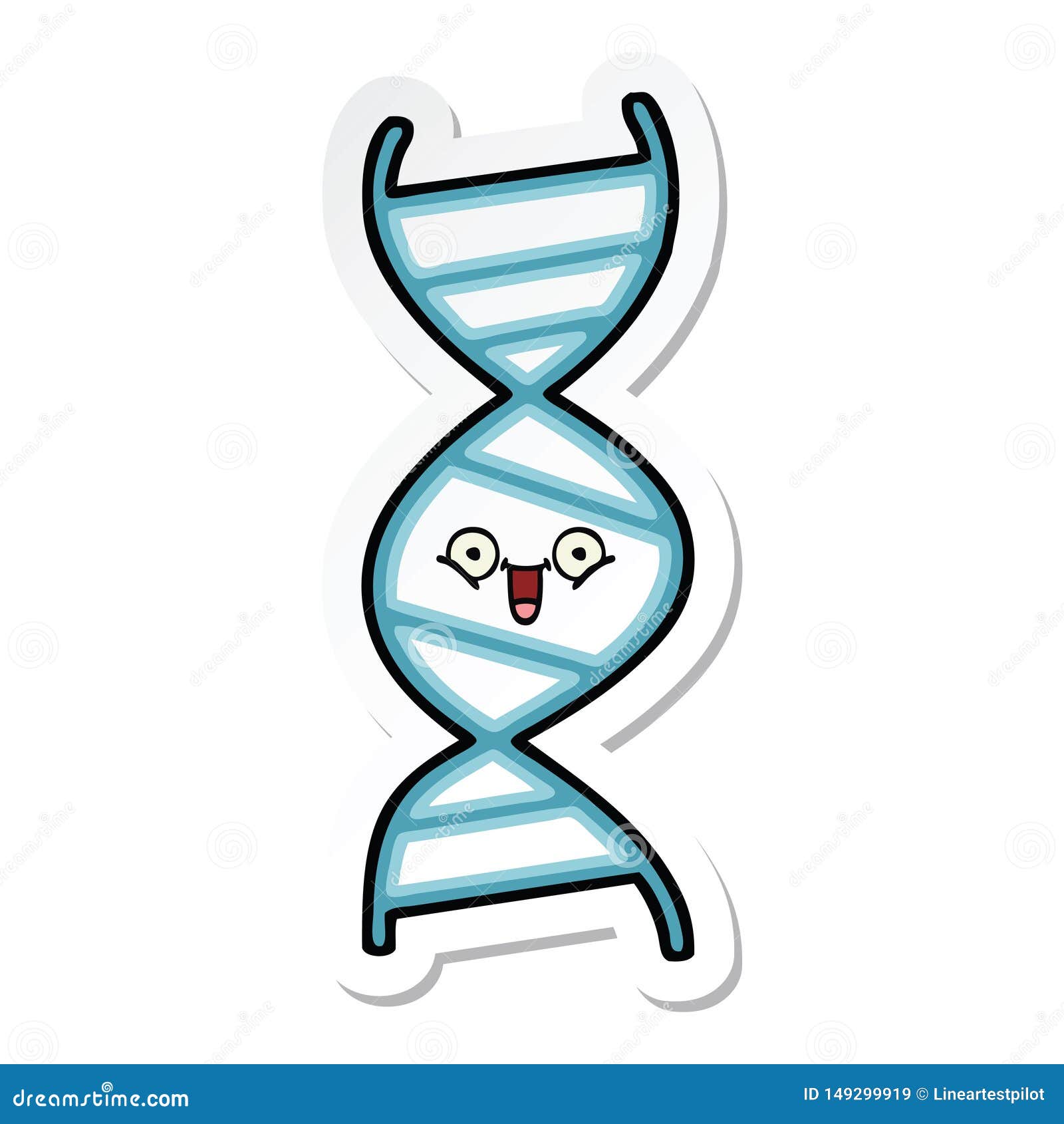 Sticker of a Cute Cartoon DNA Strand Stock Vector - Illustration of ...