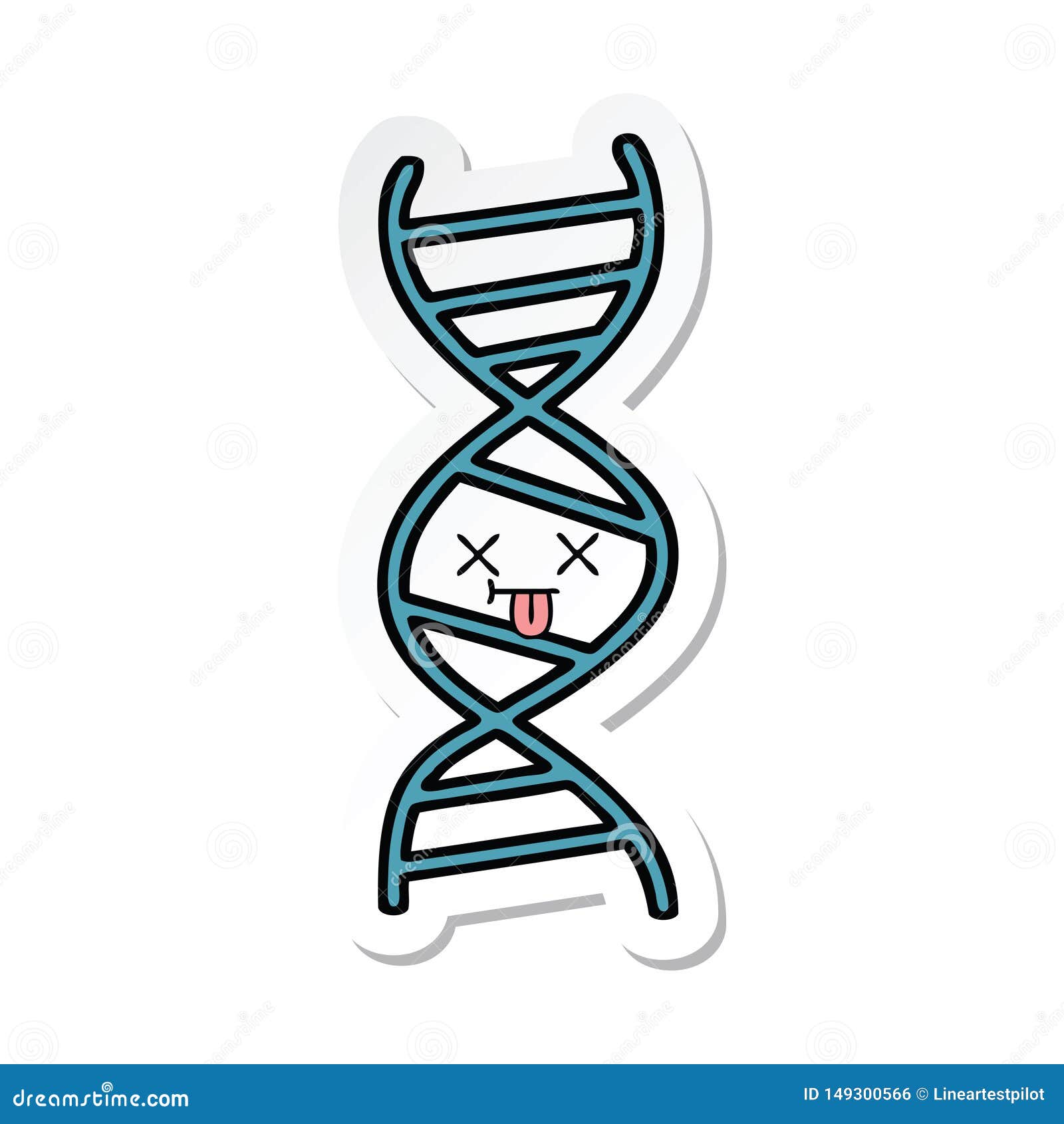 Sticker of a Cute Cartoon DNA Strand Stock Vector - Illustration of ...