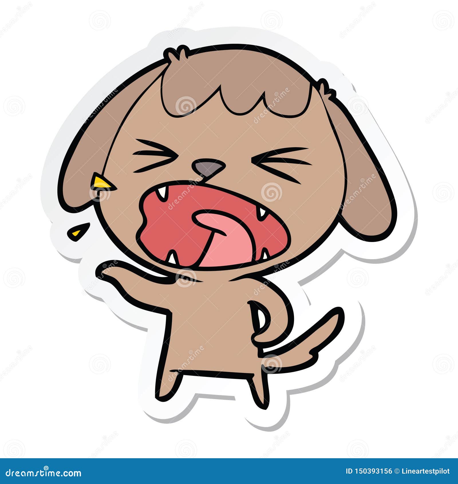 Sticker of a Cute Cartoon Dog Barking Stock Vector - Illustration of ...