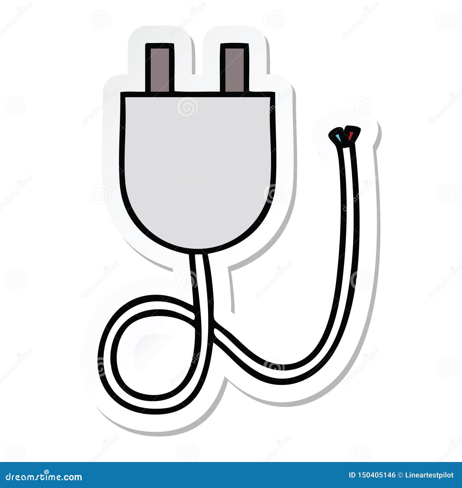 Sticker of a Cute Cartoon Electrical Plug Stock Vector - Illustration ...