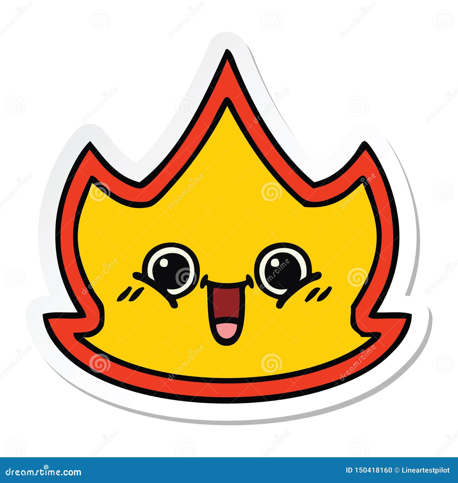Sticker of a Cute Cartoon Fire Stock Vector - Illustration of clipart ...