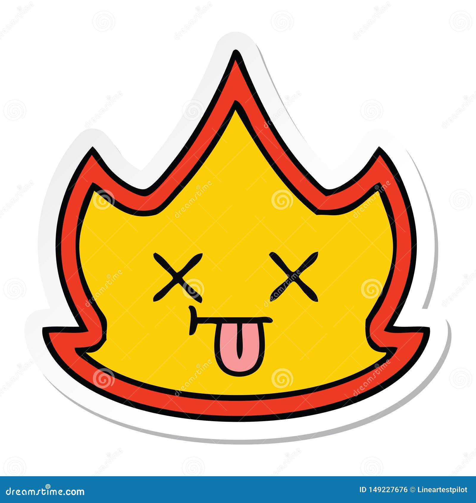 Sticker of a Cute Cartoon Fire Stock Vector - Illustration of icon ...