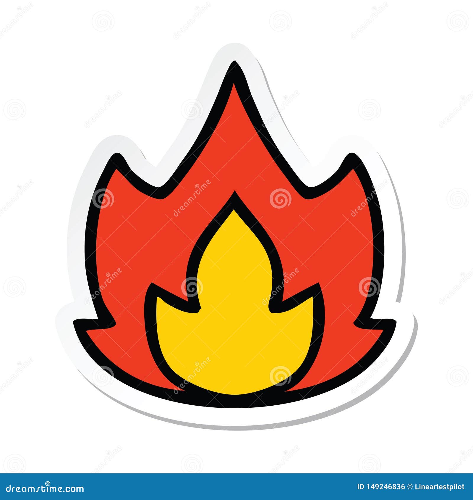 Sticker of a Cute Cartoon Fire Stock Vector - Illustration of clipart ...