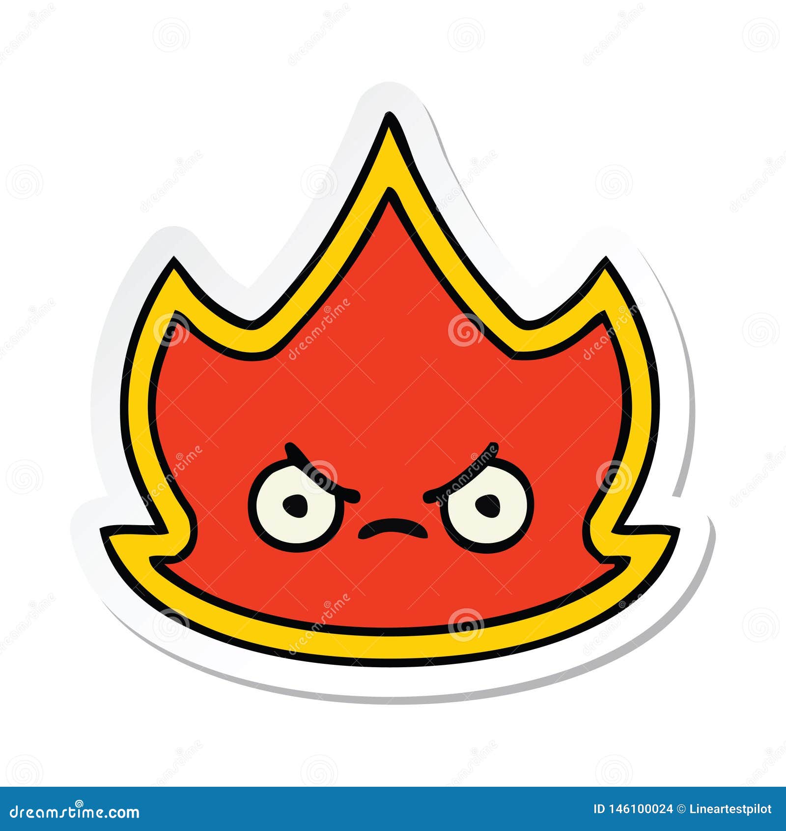 Sticker of a Cute Cartoon Fire Stock Vector - Illustration of decal ...