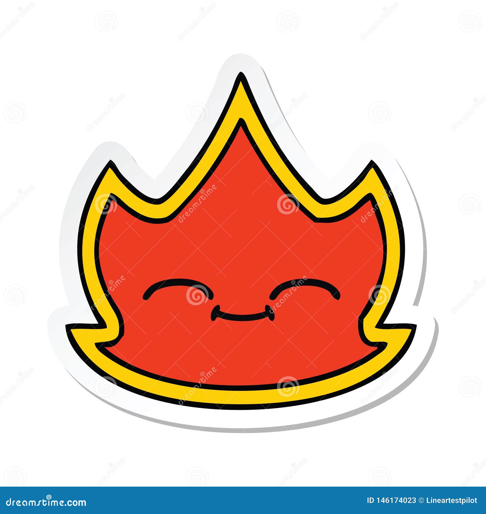 Sticker of a Cute Cartoon Fire Stock Vector - Illustration of flame ...