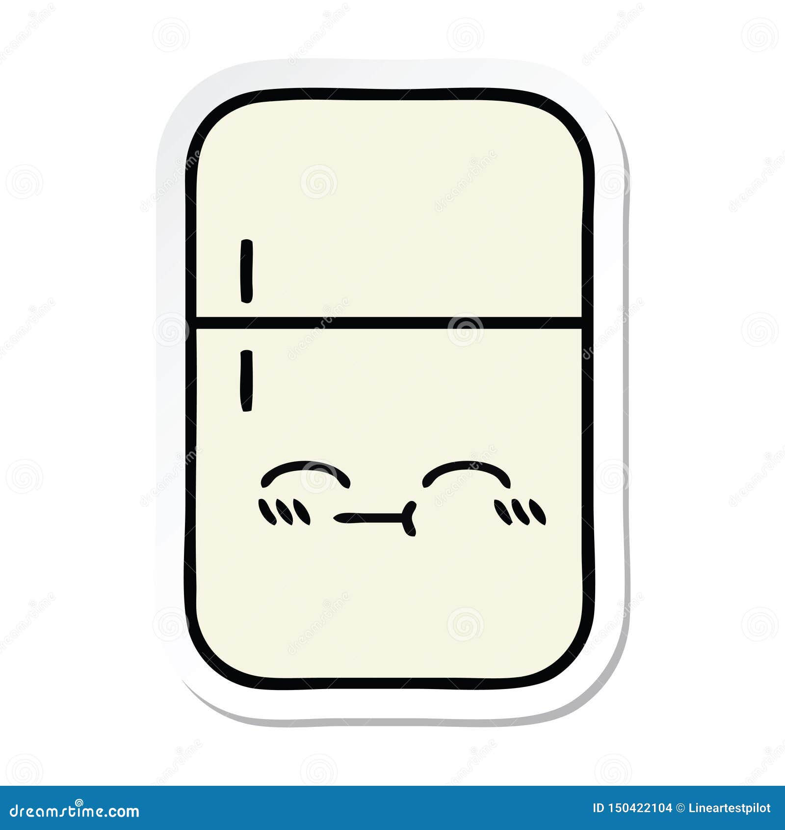 Sticker of a Cute Cartoon Fridge Freezer Stock Vector - Illustration of ...