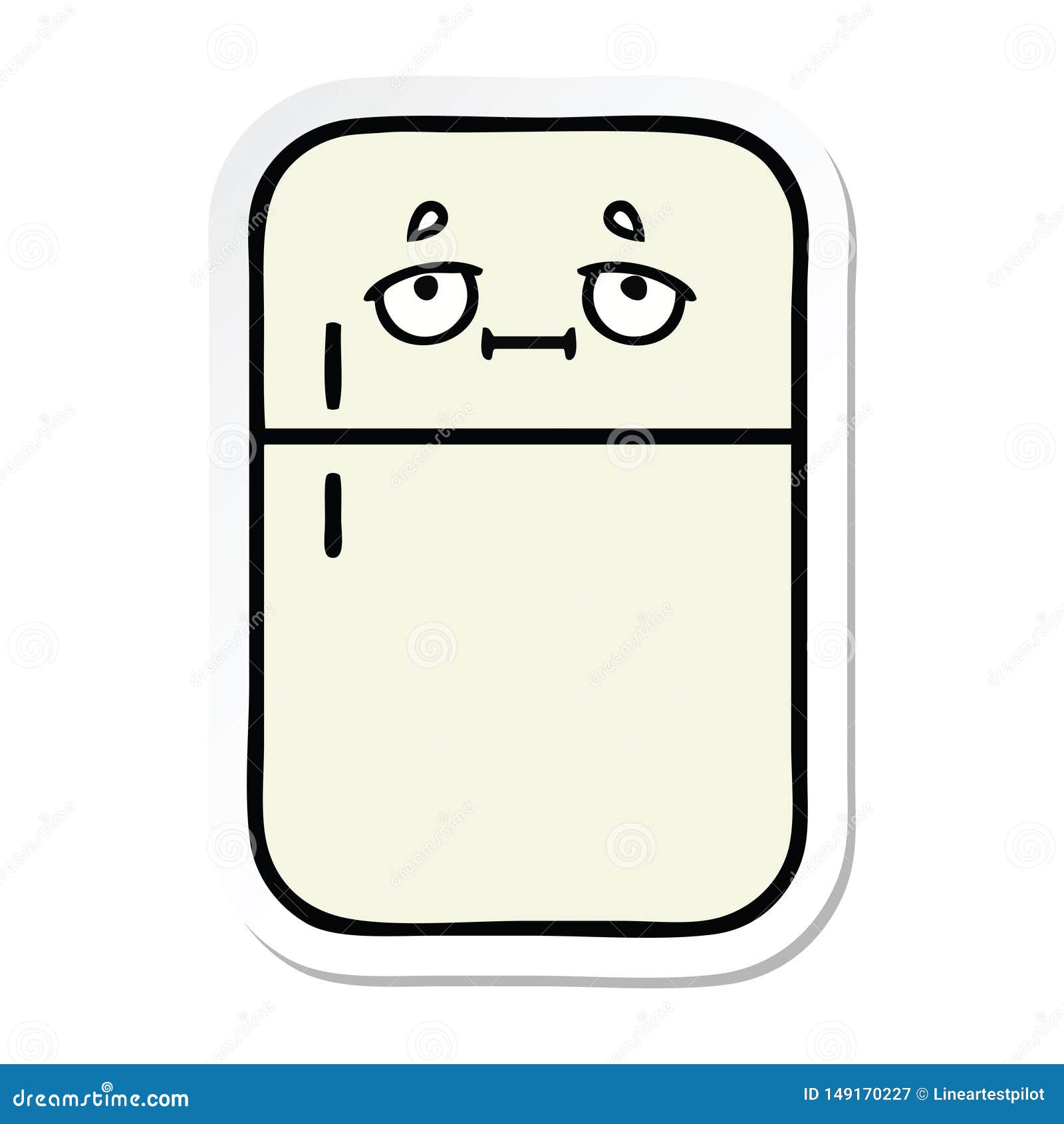 Sticker of a Cute Cartoon Fridge Freezer Stock Vector - Illustration of ...