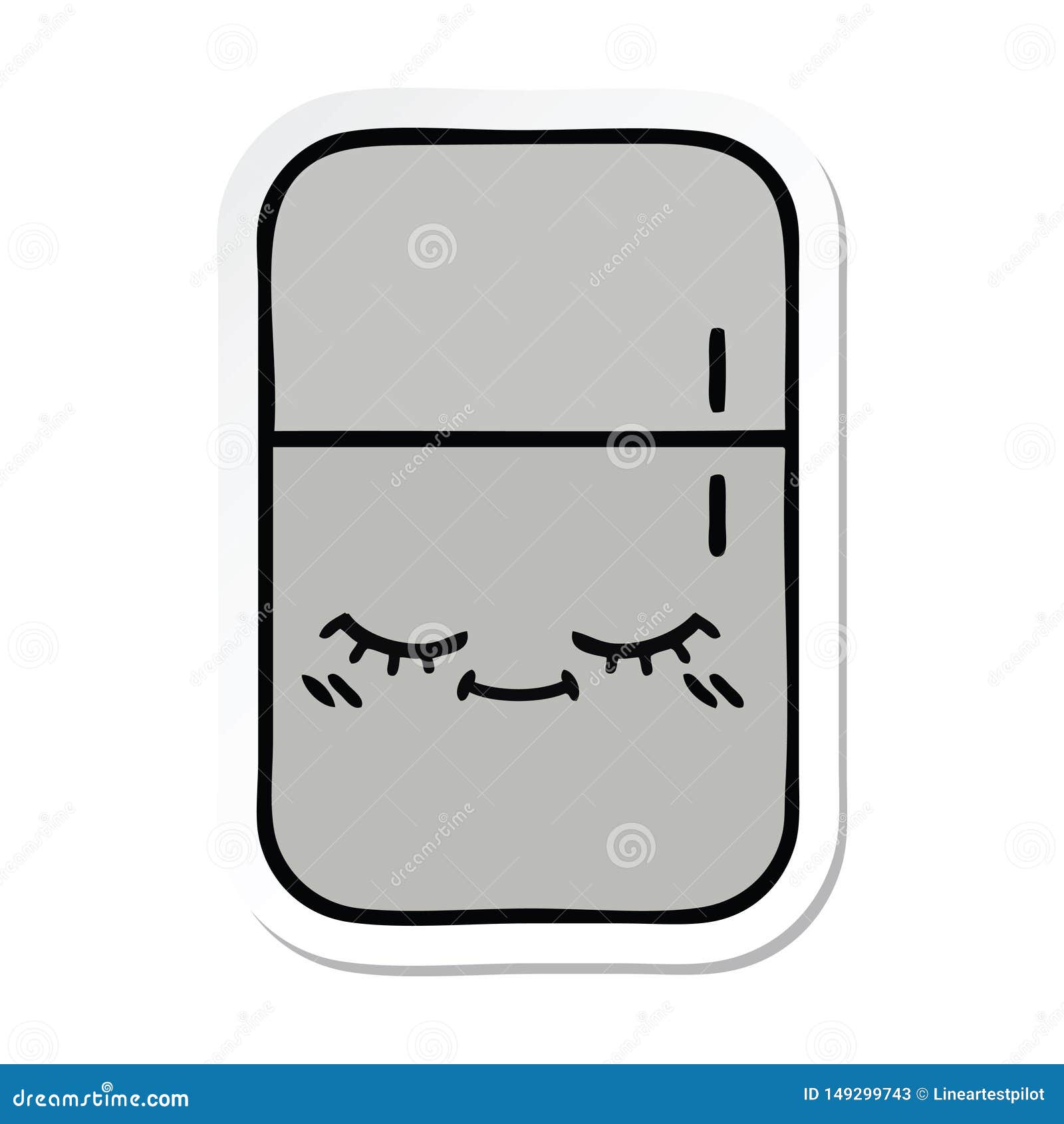 Sticker of a Cute Cartoon Fridge Freezer Stock Vector - Illustration of ...