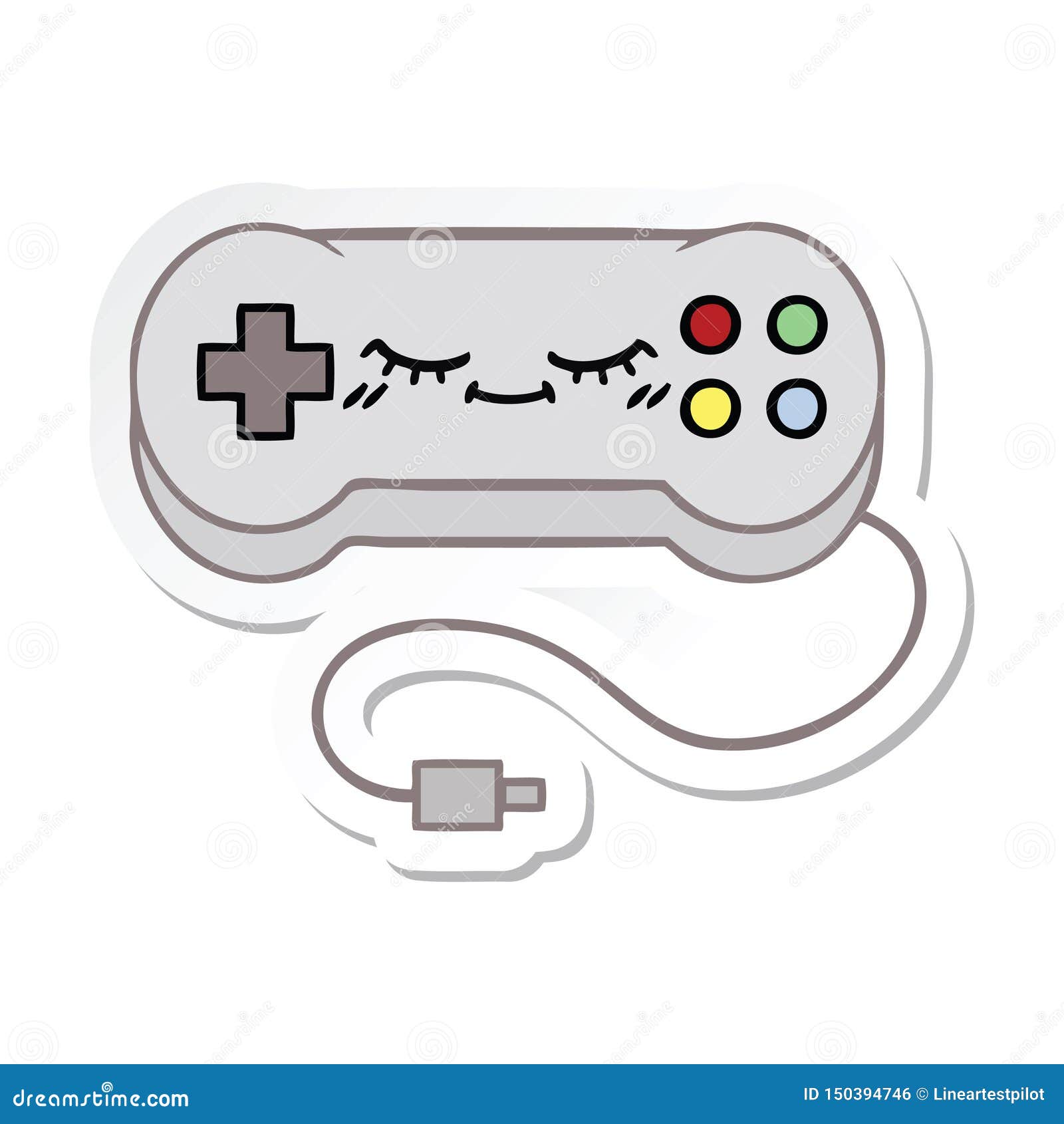 Sticker of a Cute Cartoon Game Controller Stock Vector - Illustration ...
