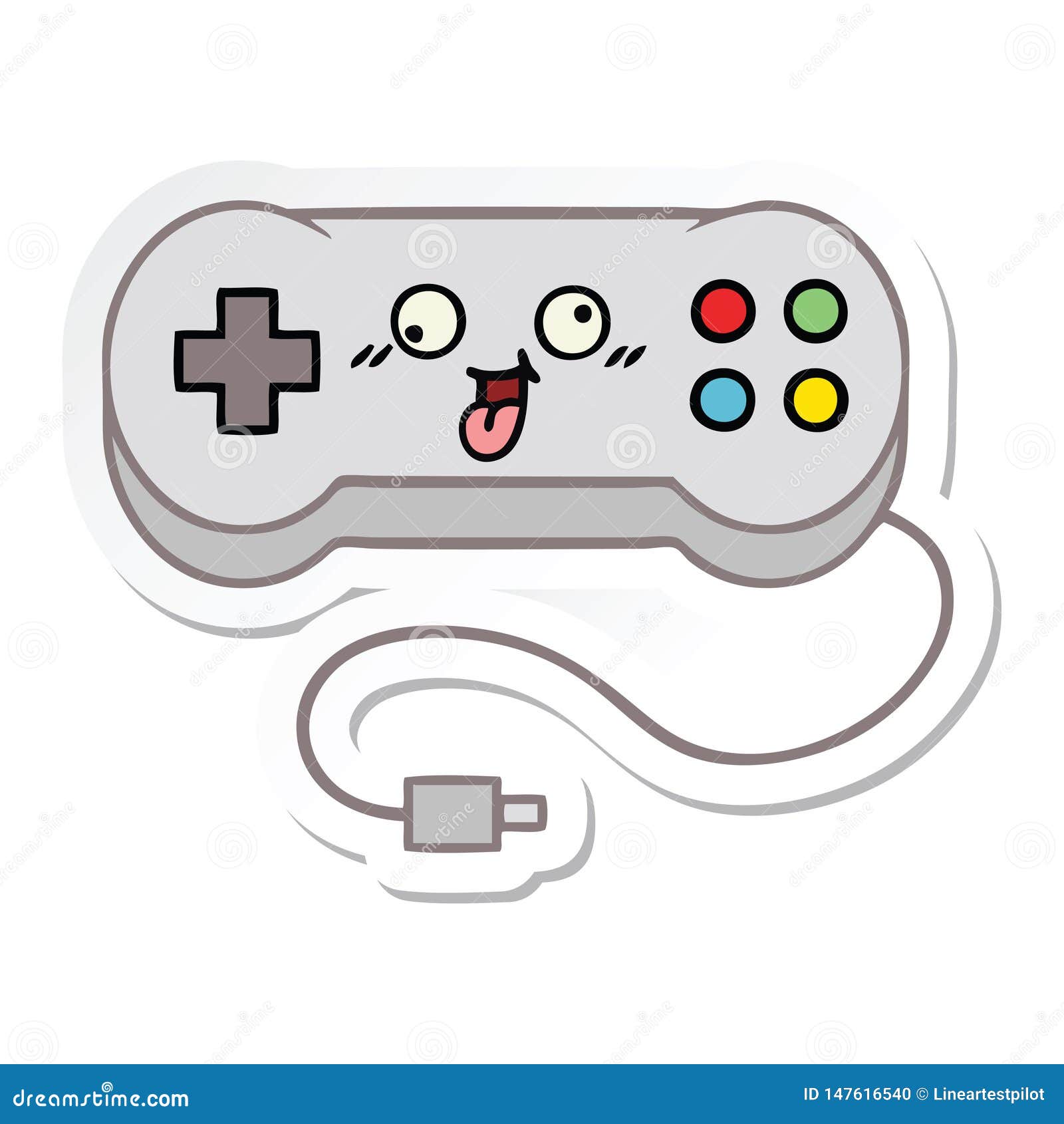 Sticker of a Cute Cartoon Game Controller Stock Vector - Illustration ...