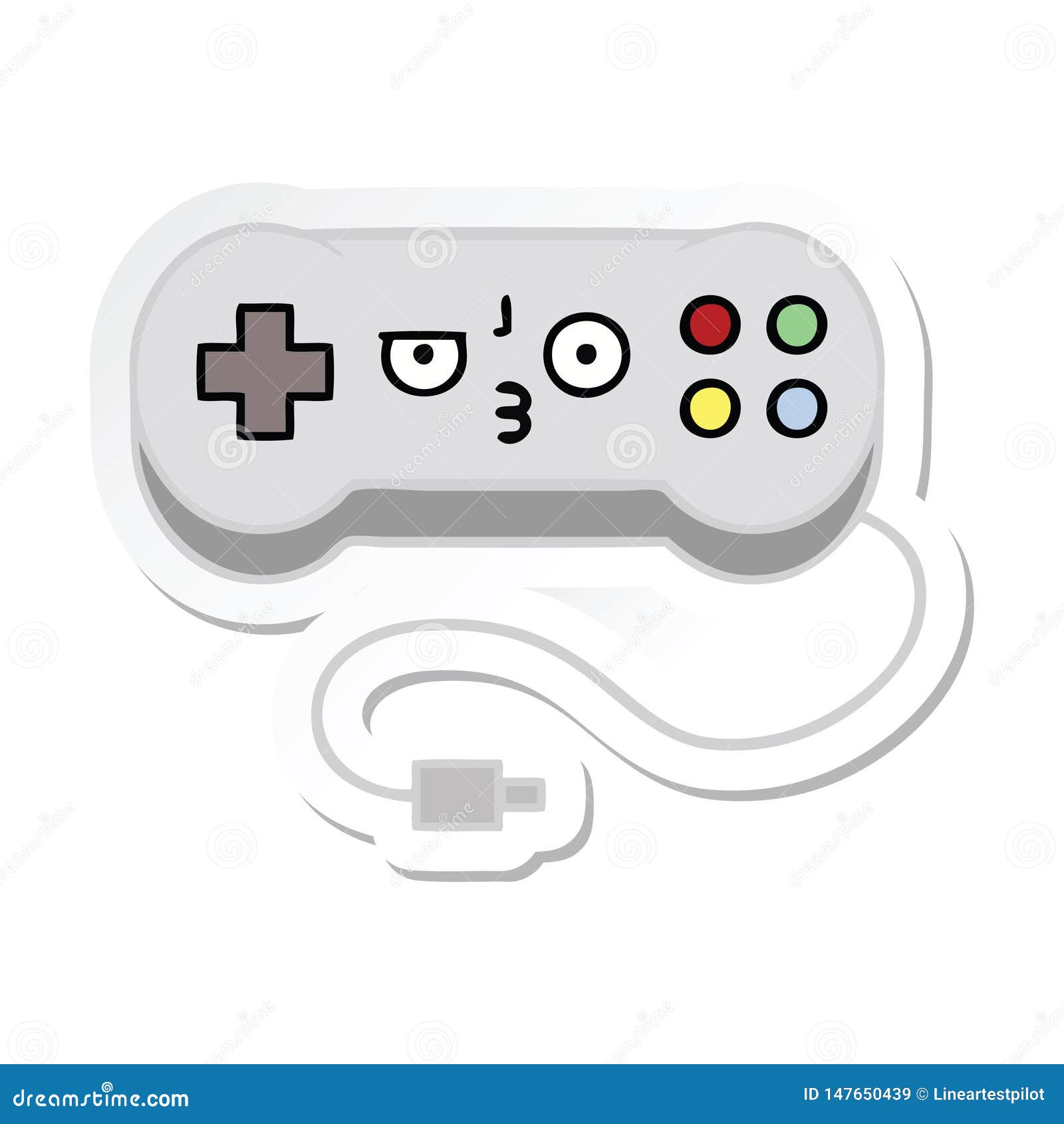 Sticker of a Cute Cartoon Game Controller Stock Vector - Illustration ...