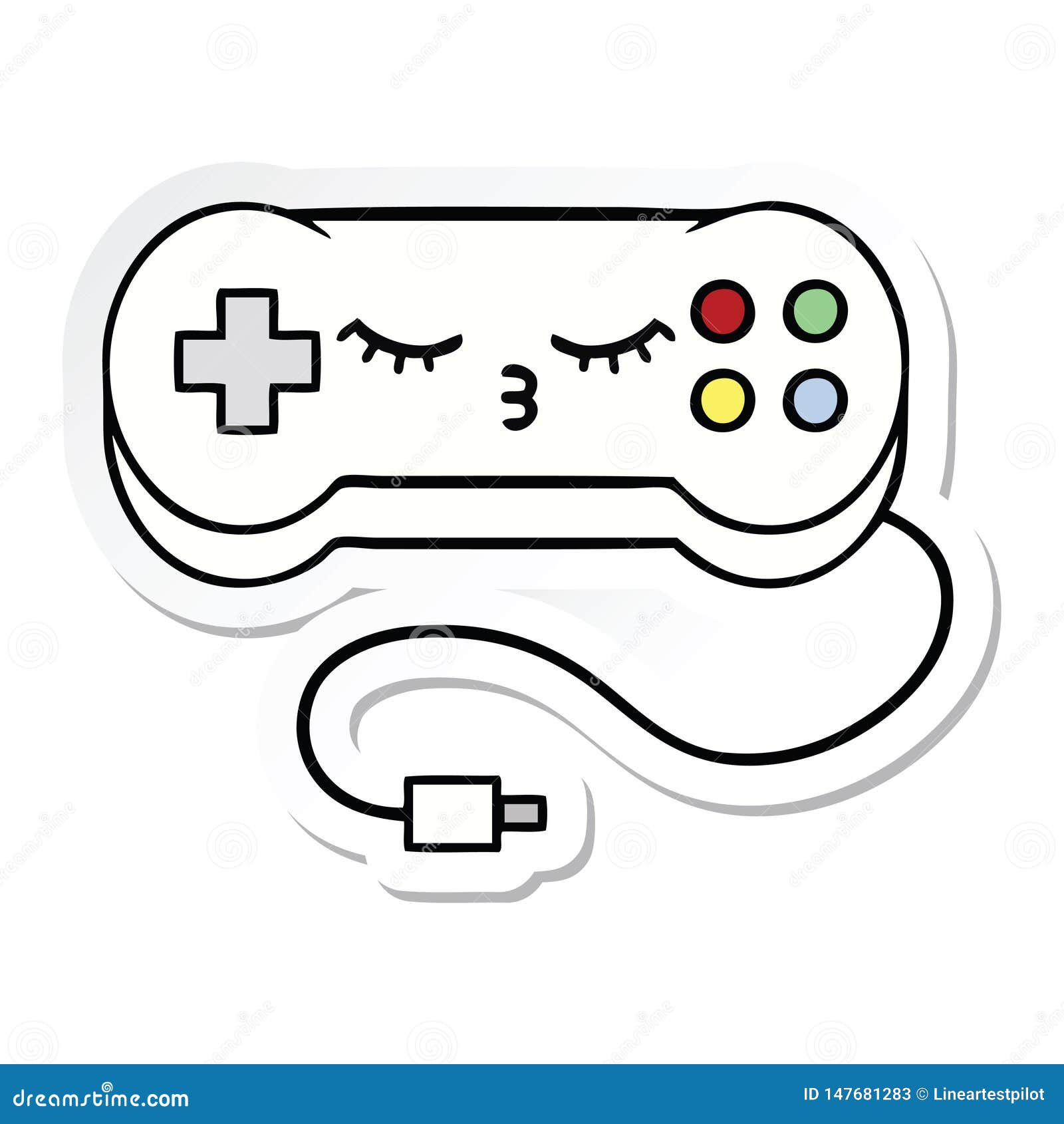 Sticker of a Cute Cartoon Game Controller Stock Vector - Illustration ...