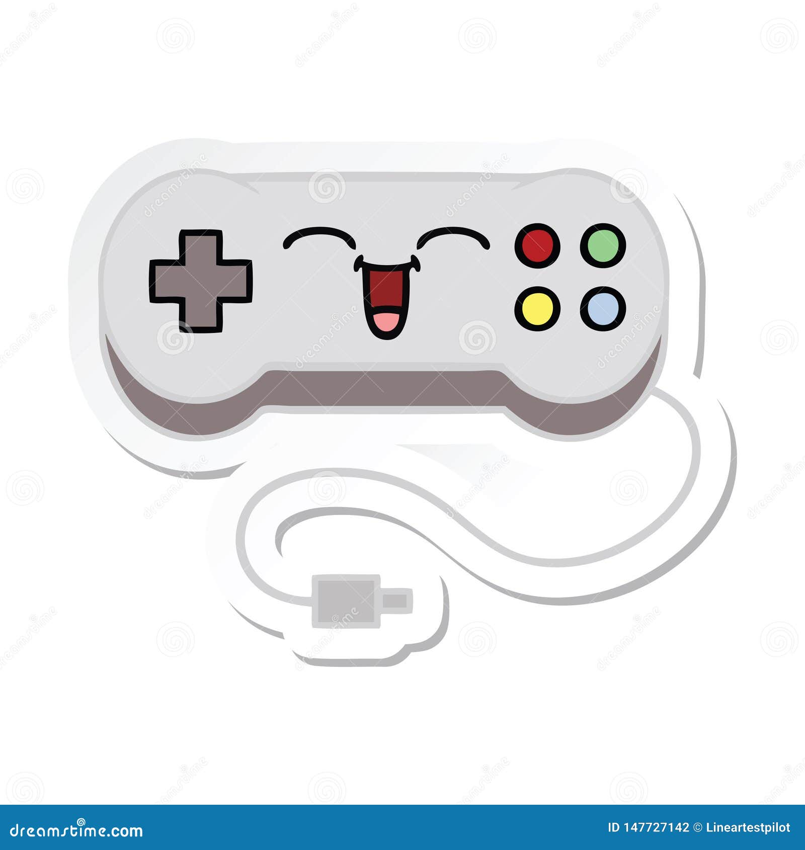 Sticker of a Cute Cartoon Game Controller Stock Vector - Illustration ...