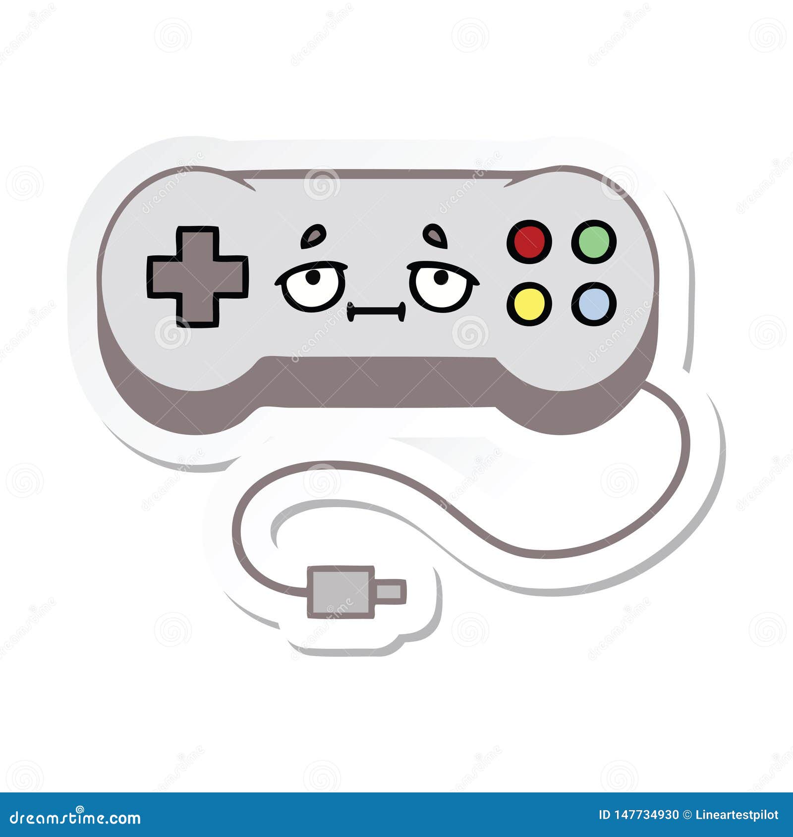 Sticker of a Cute Cartoon Game Controller Stock Vector - Illustration ...
