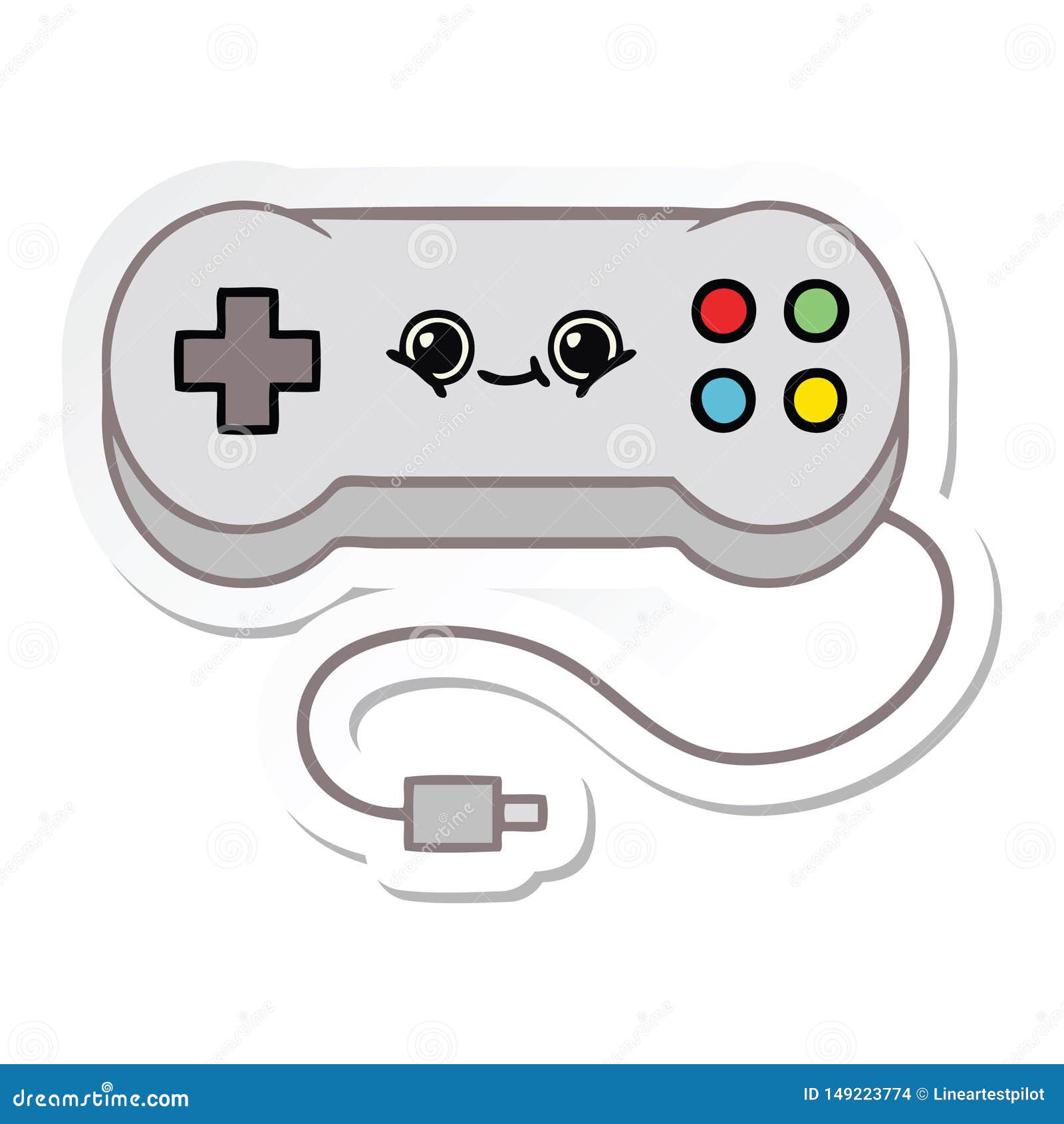 Sticker of a Cute Cartoon Game Controller Stock Vector - Illustration ...