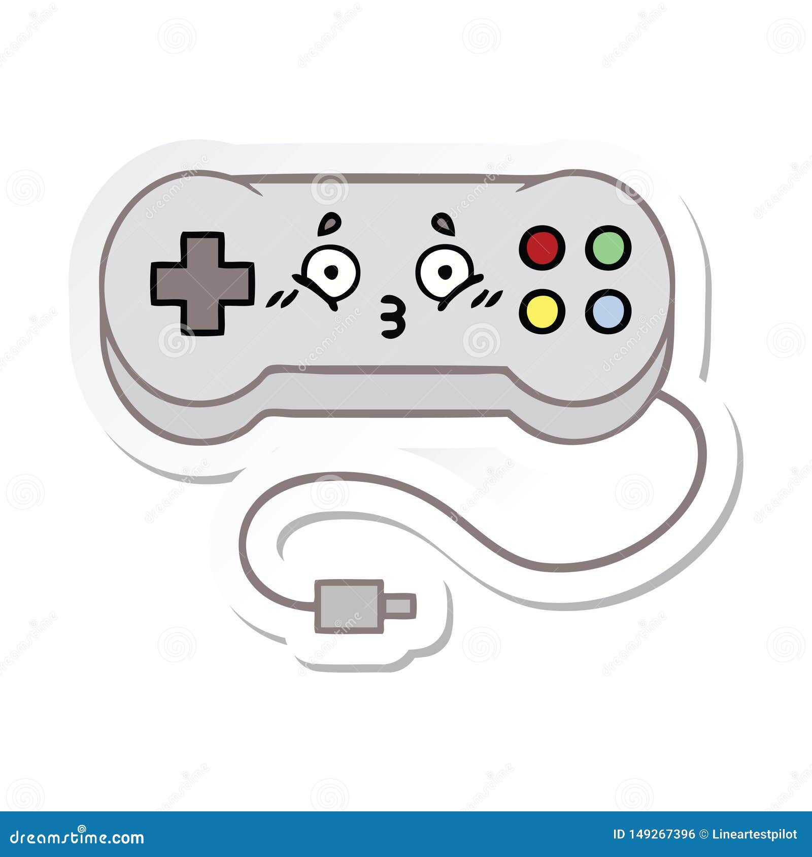 Sticker of a Cute Cartoon Game Controller Stock Vector - Illustration ...