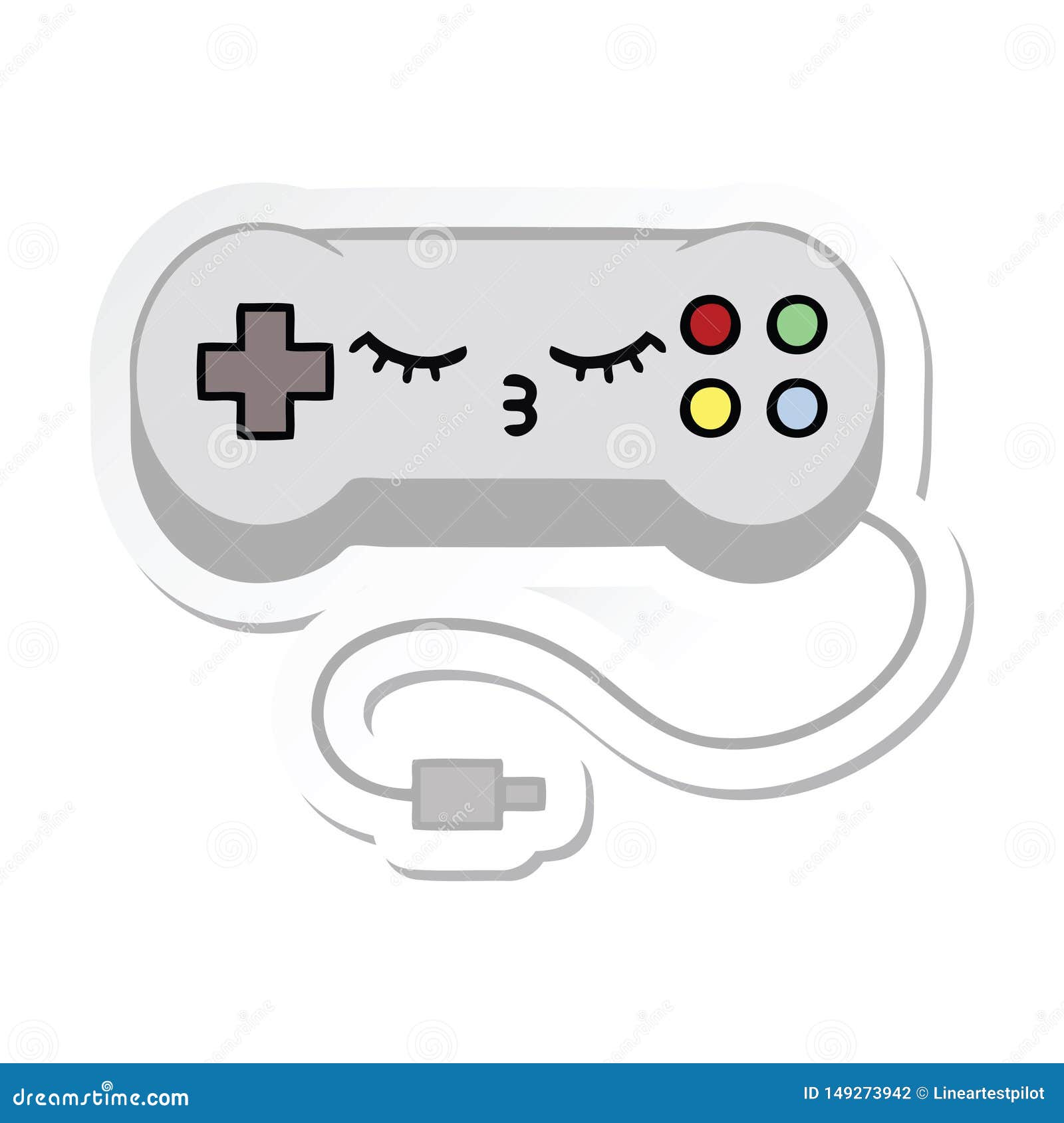 Sticker of a Cute Cartoon Game Controller Stock Vector - Illustration ...
