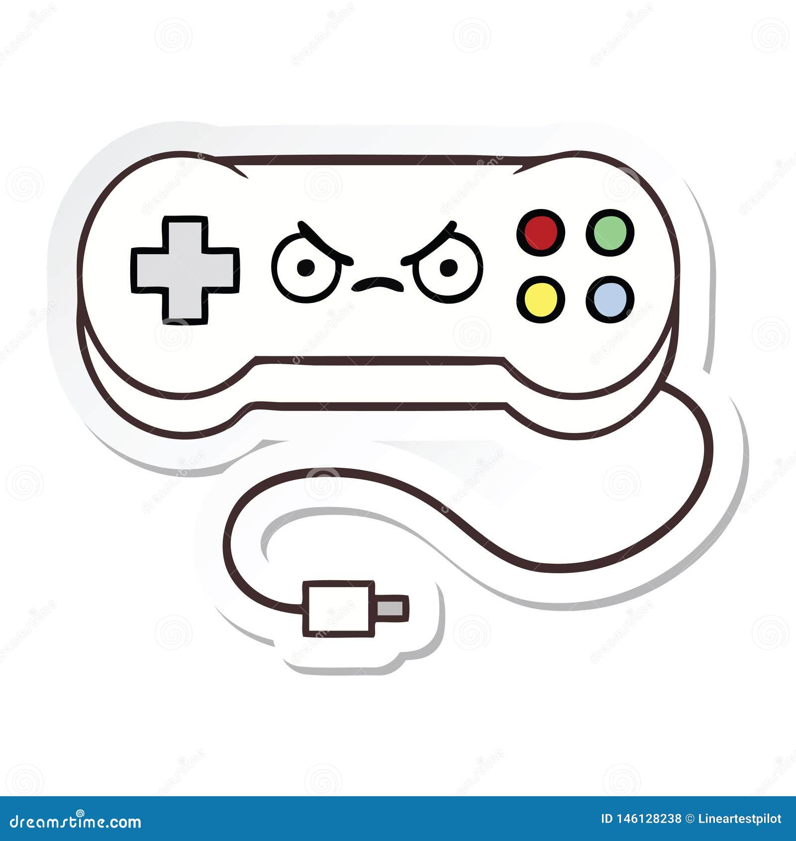 Sticker of a Cute Cartoon Game Controller Stock Vector - Illustration ...