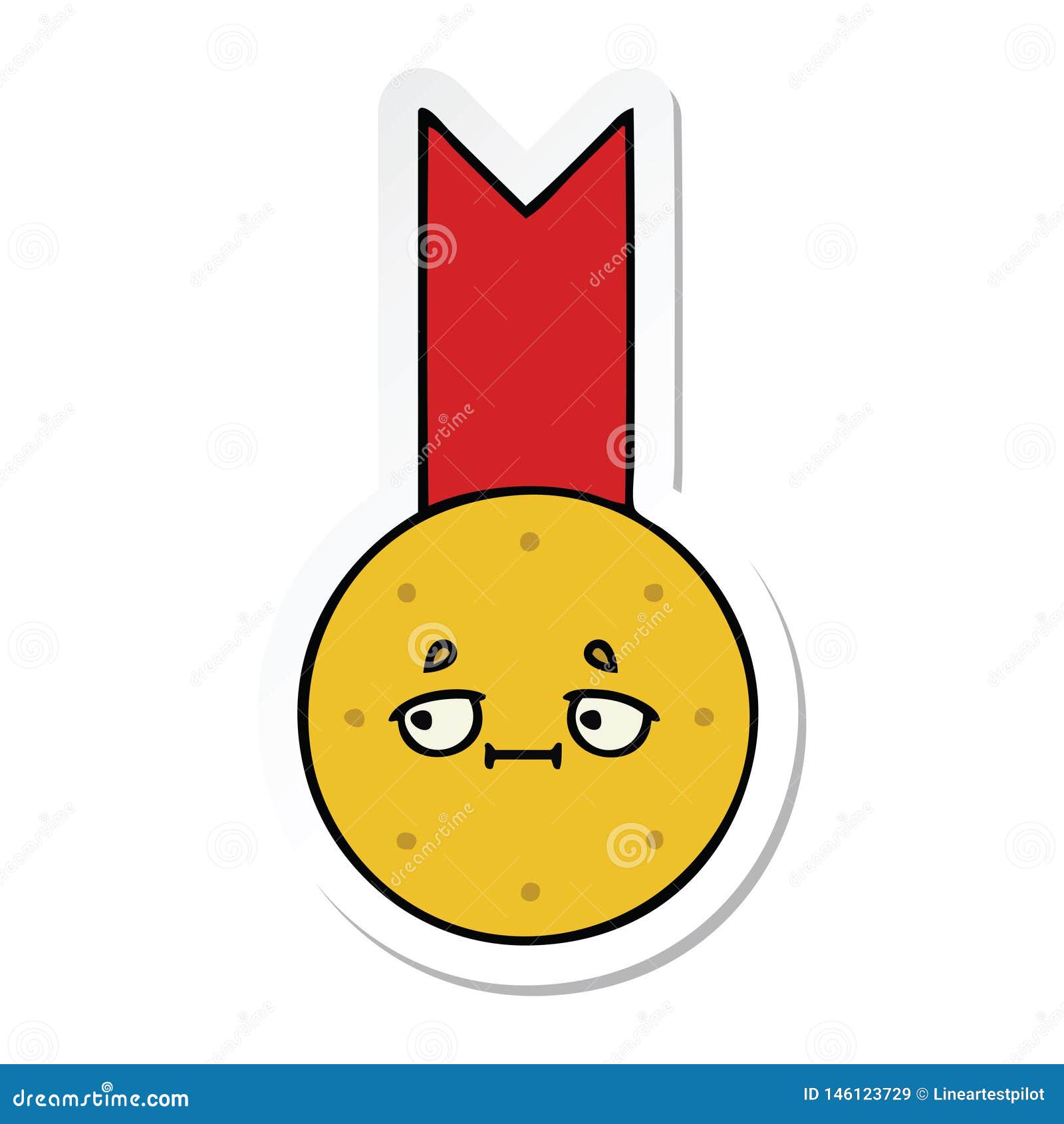 Sticker of a Cute Cartoon Gold Medal Stock Vector - Illustration of ...