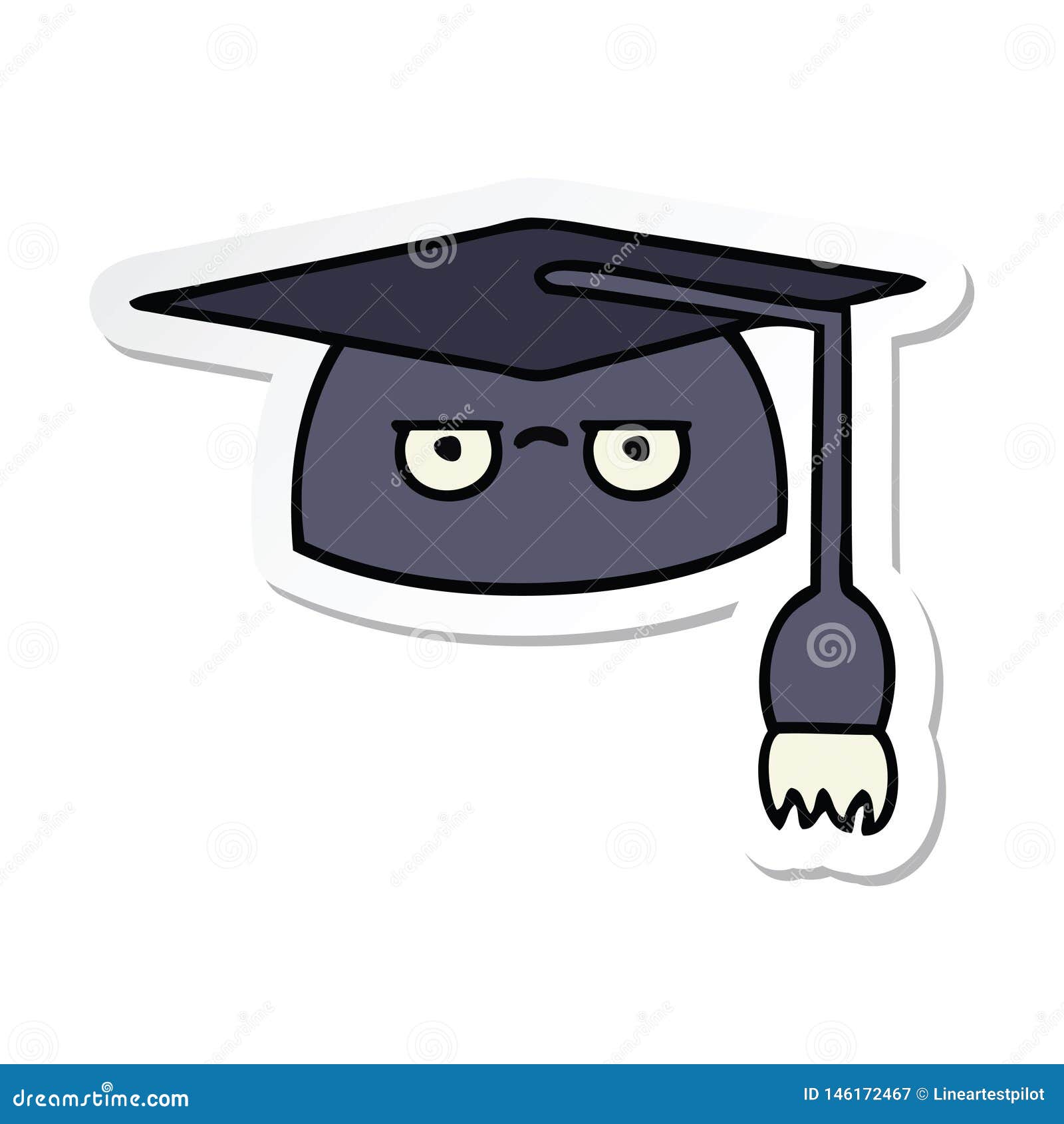 Sticker of a Cute Cartoon Graduation Hat Stock Vector - Illustration of ...