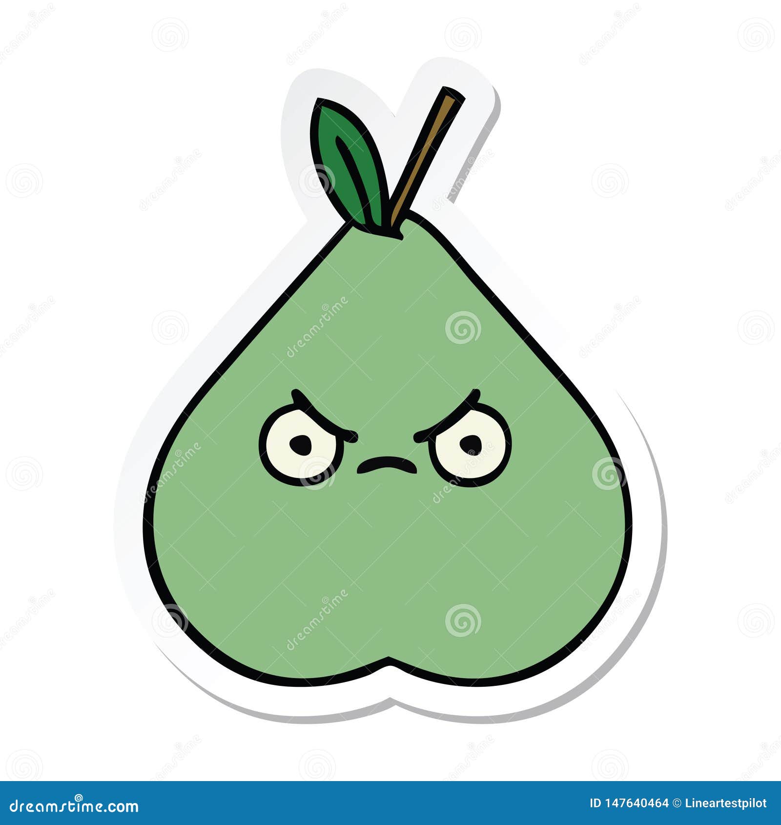 Sticker of a Cute Cartoon Green Pear Stock Vector - Illustration of ...
