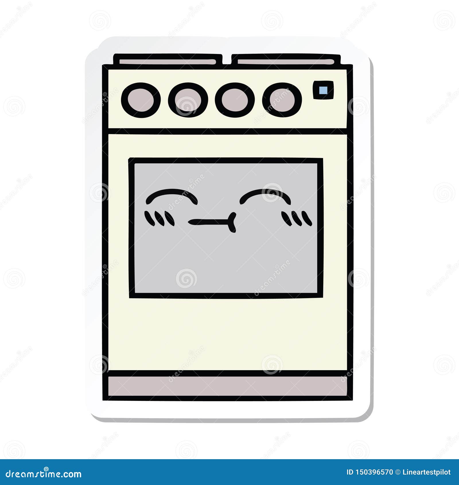 Sticker of a Cute Cartoon Kitchen Oven Stock Vector - Illustration of ...