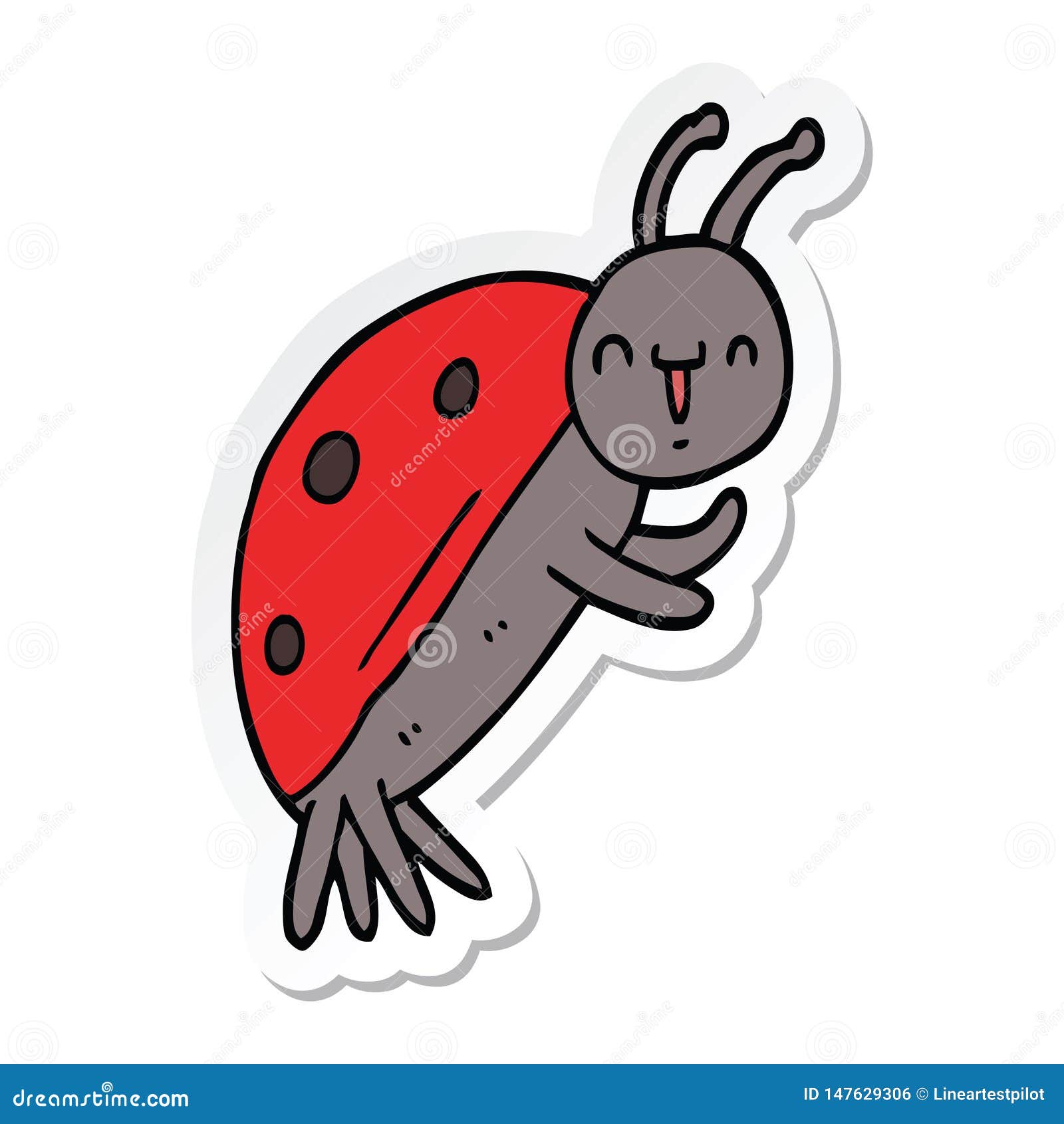 Sticker of a Cute Cartoon Ladybug Stock Vector - Illustration of ...