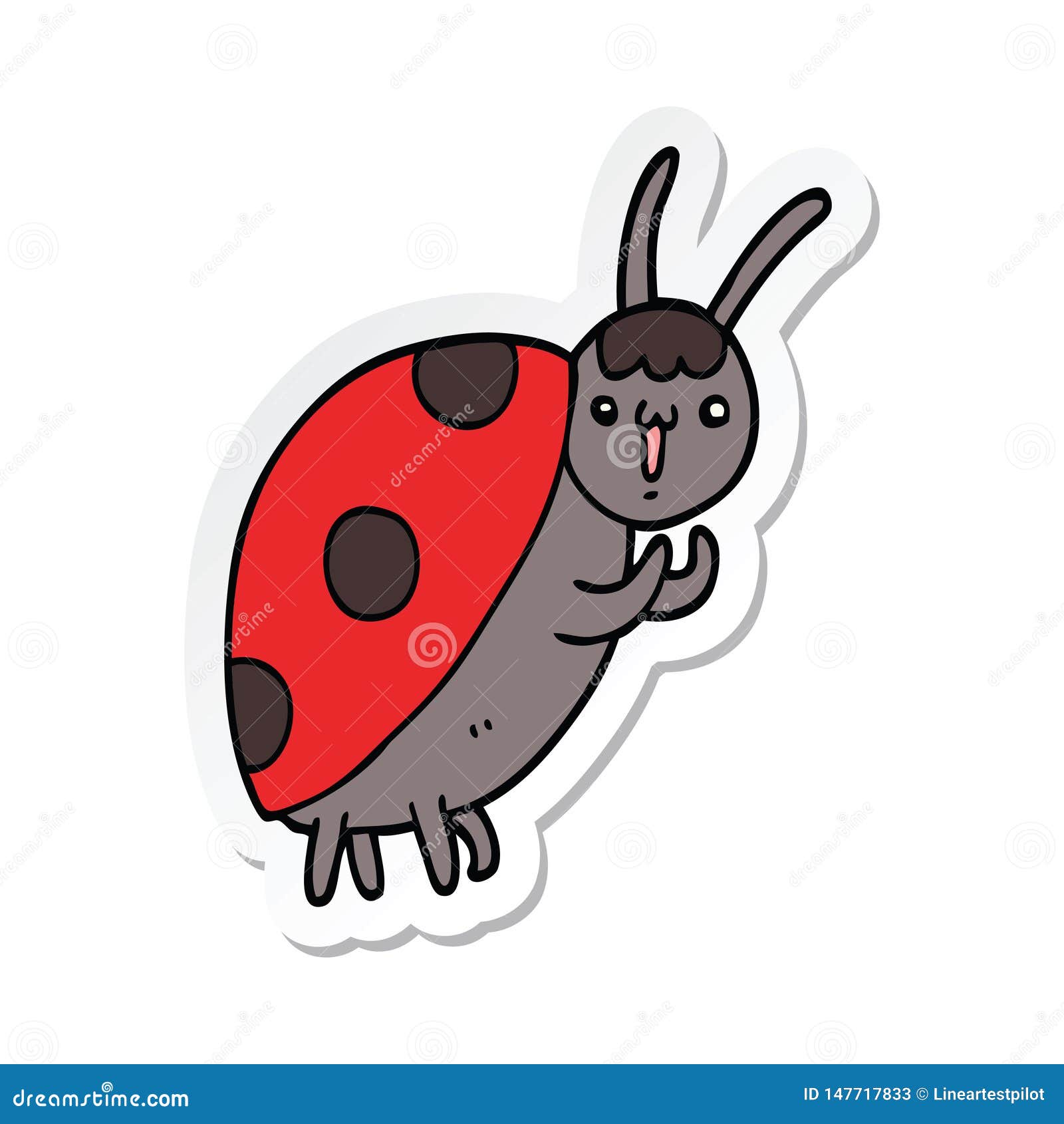 Sticker of a Cute Cartoon Ladybug Stock Vector - Illustration of quirky ...