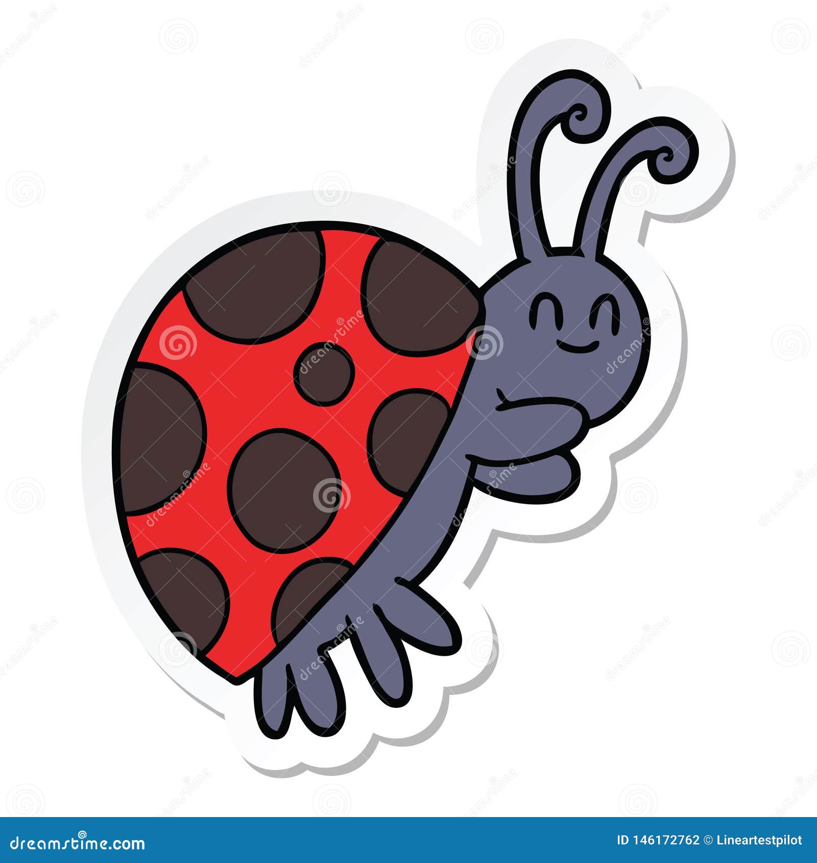 Sticker of a Cute Cartoon Ladybug Stock Vector - Illustration of hand ...