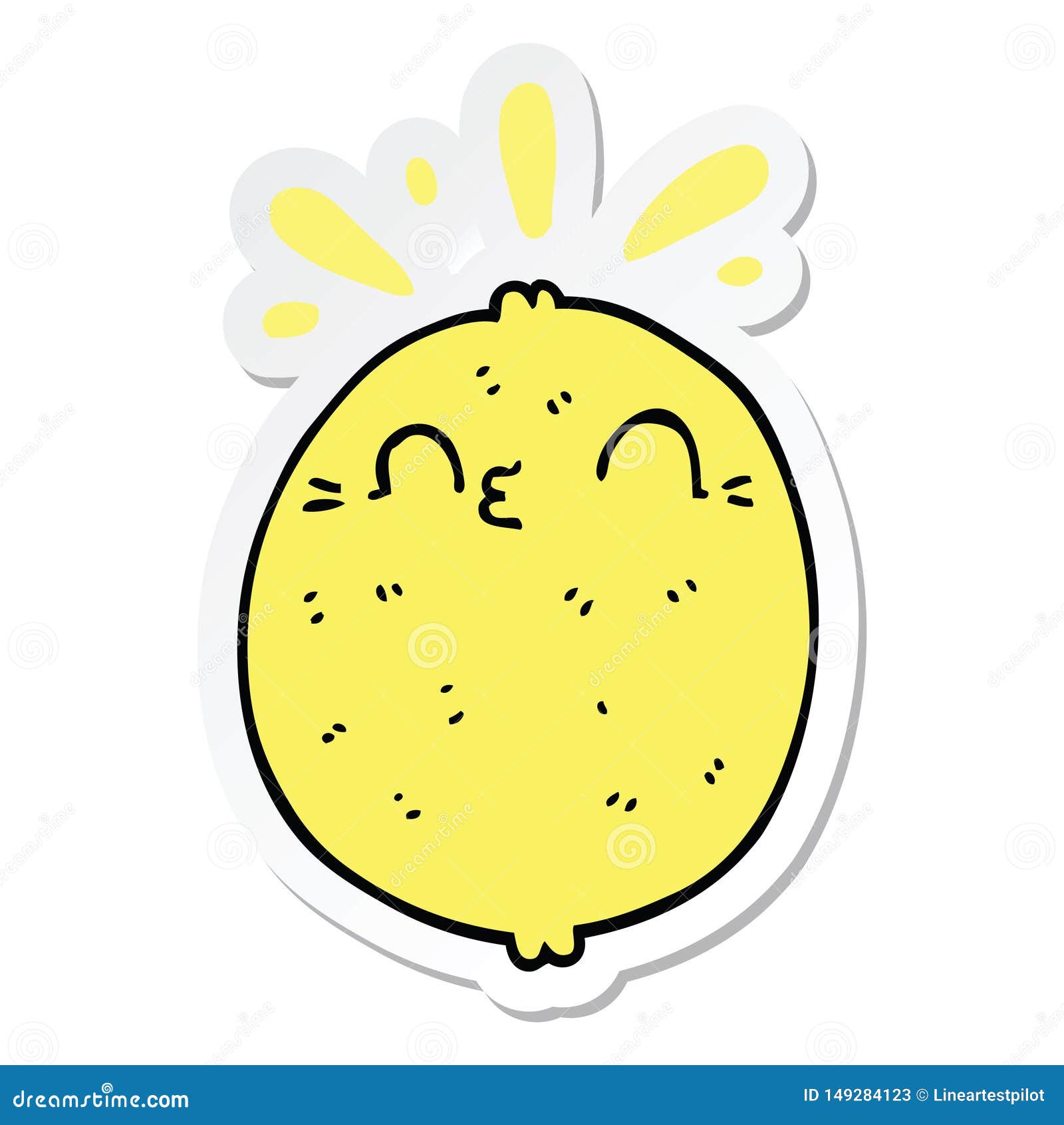 Sticker of a Cute Cartoon Lemon Stock Vector - Illustration of face ...