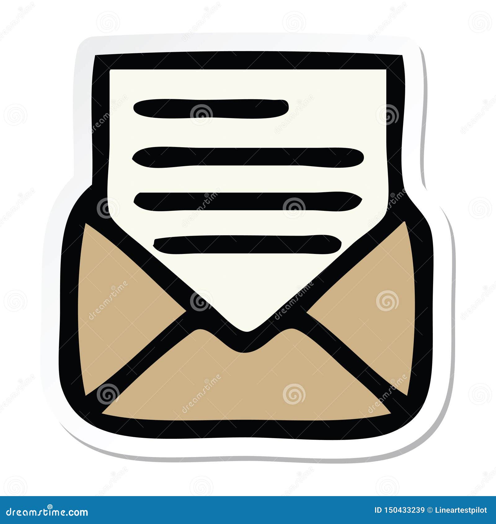 Sticker of a Cute Cartoon Letter and Envelope Stock Vector ...