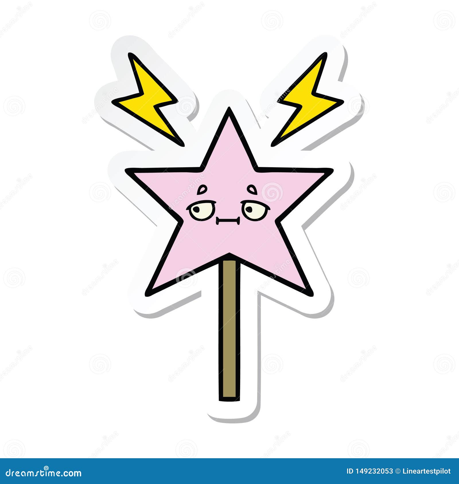 Sticker of a Cute Cartoon Magic Wand Stock Vector - Illustration of ...
