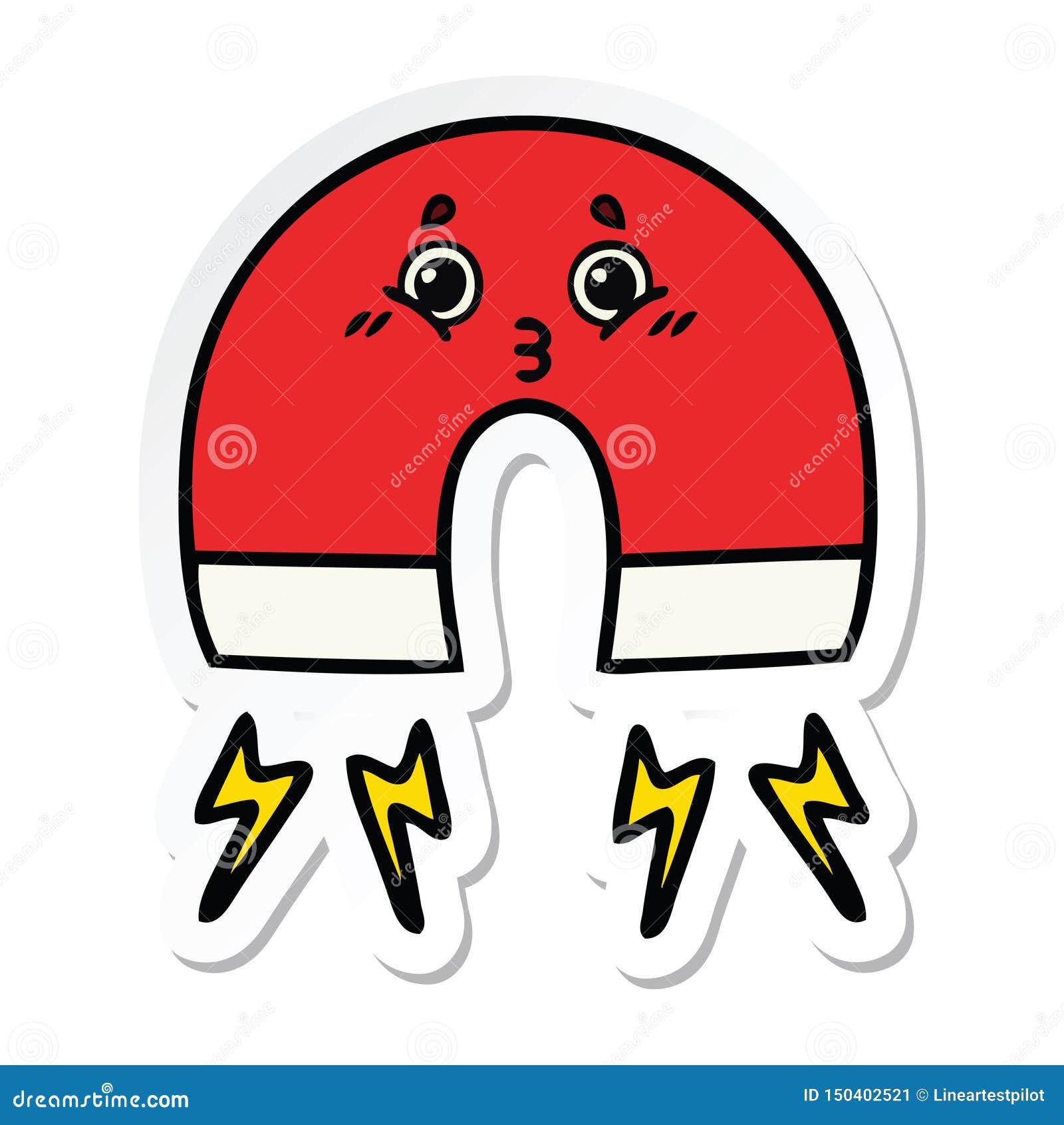 Sticker of a Cute Cartoon Magnet Stock Vector - Illustration of clipart ...