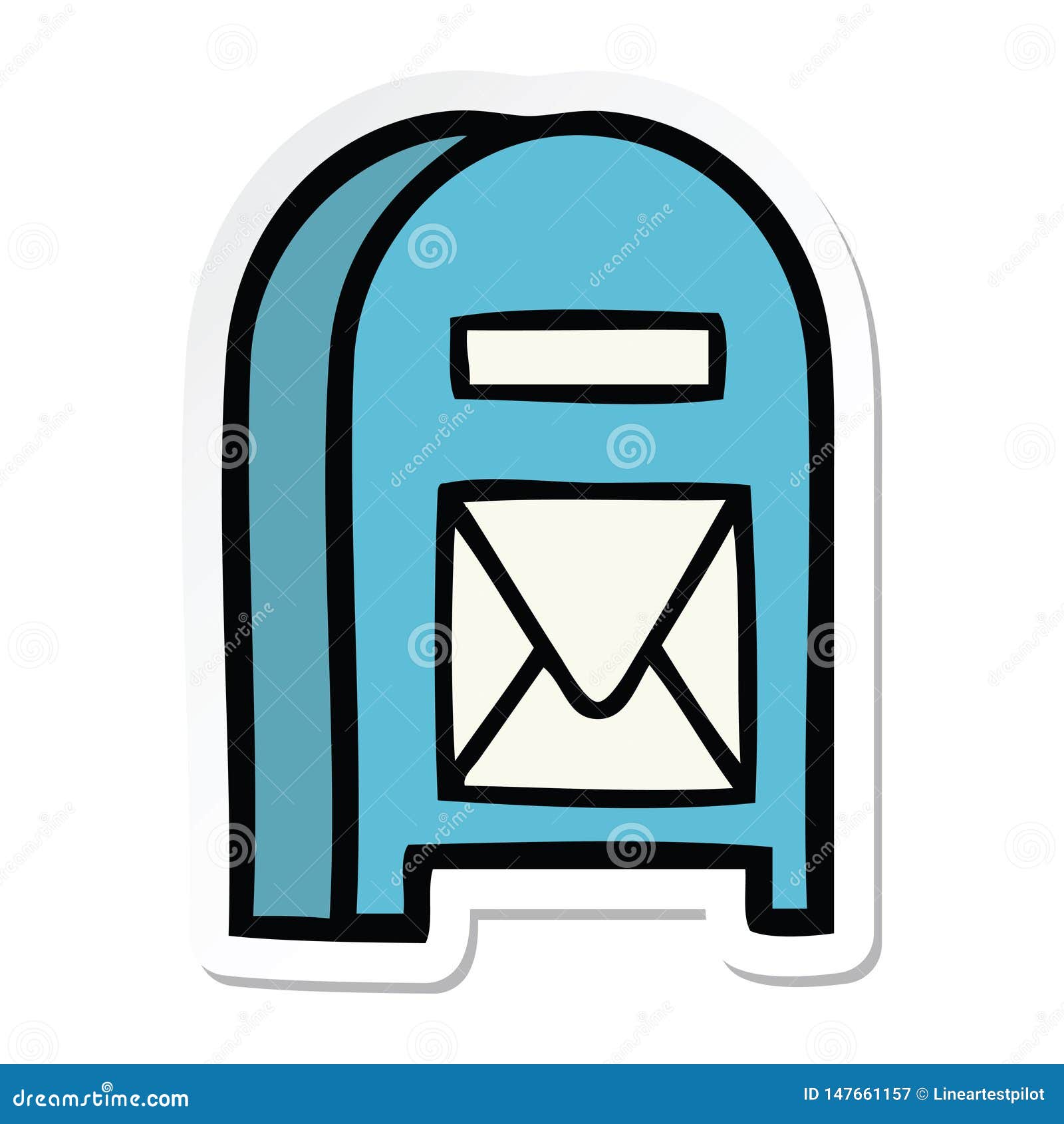 Sticker of a Cute Cartoon Mail Box Stock Vector - Illustration of stick ...