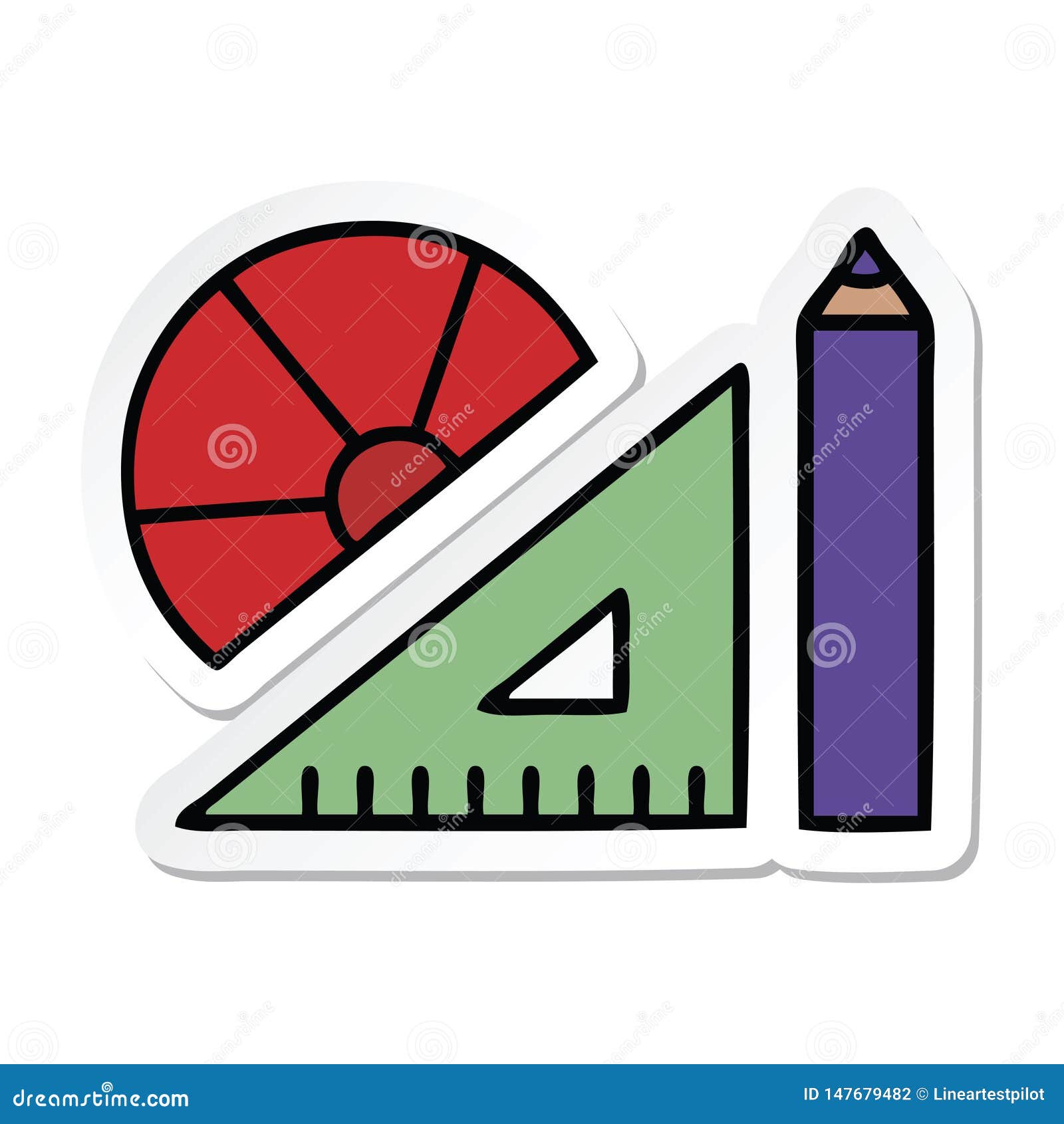 Sticker of a Cute Cartoon Maths Kit Stock Vector - Illustration of ...