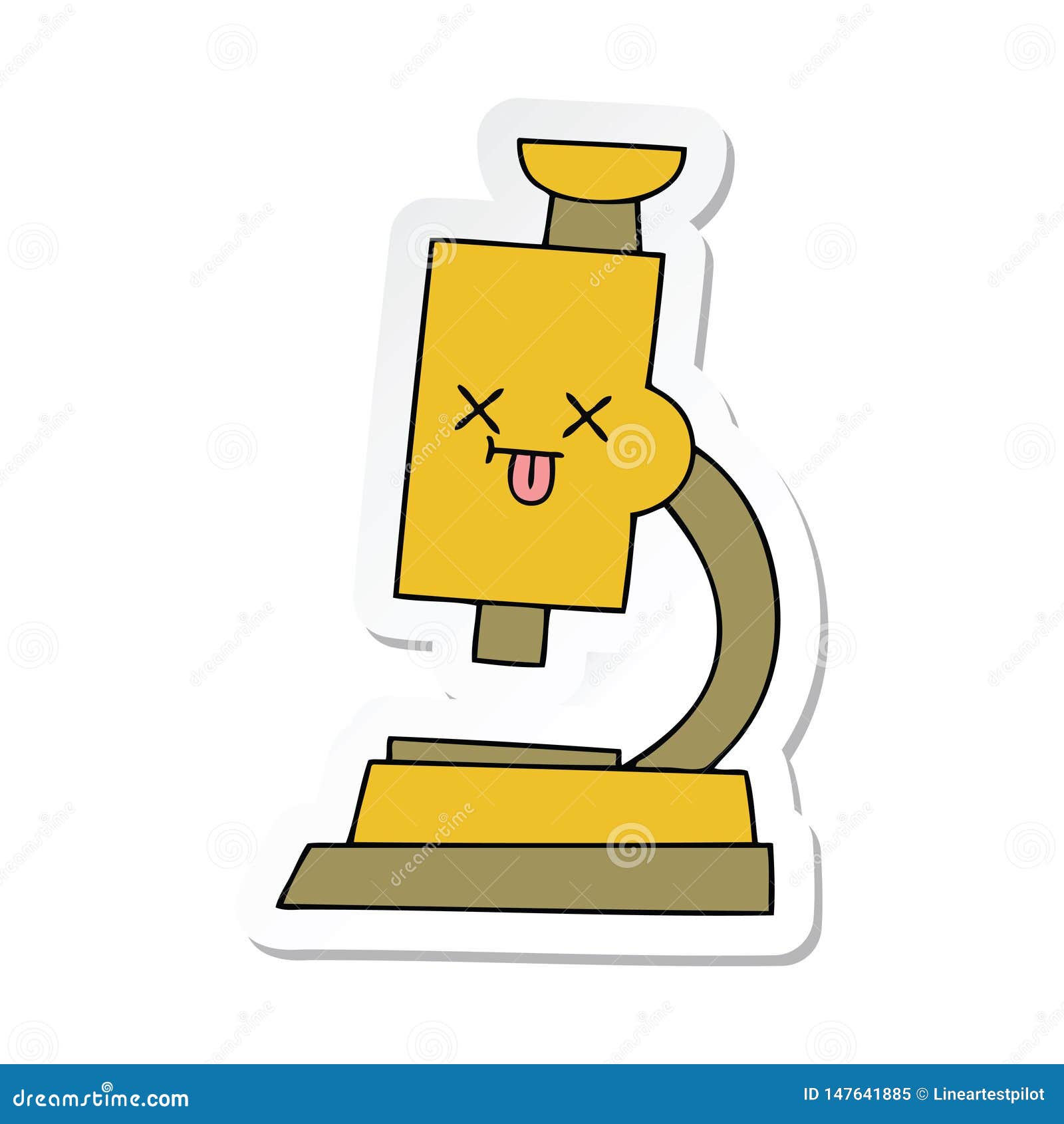 Sticker of a Cute Cartoon Microscope Stock Vector - Illustration of ...