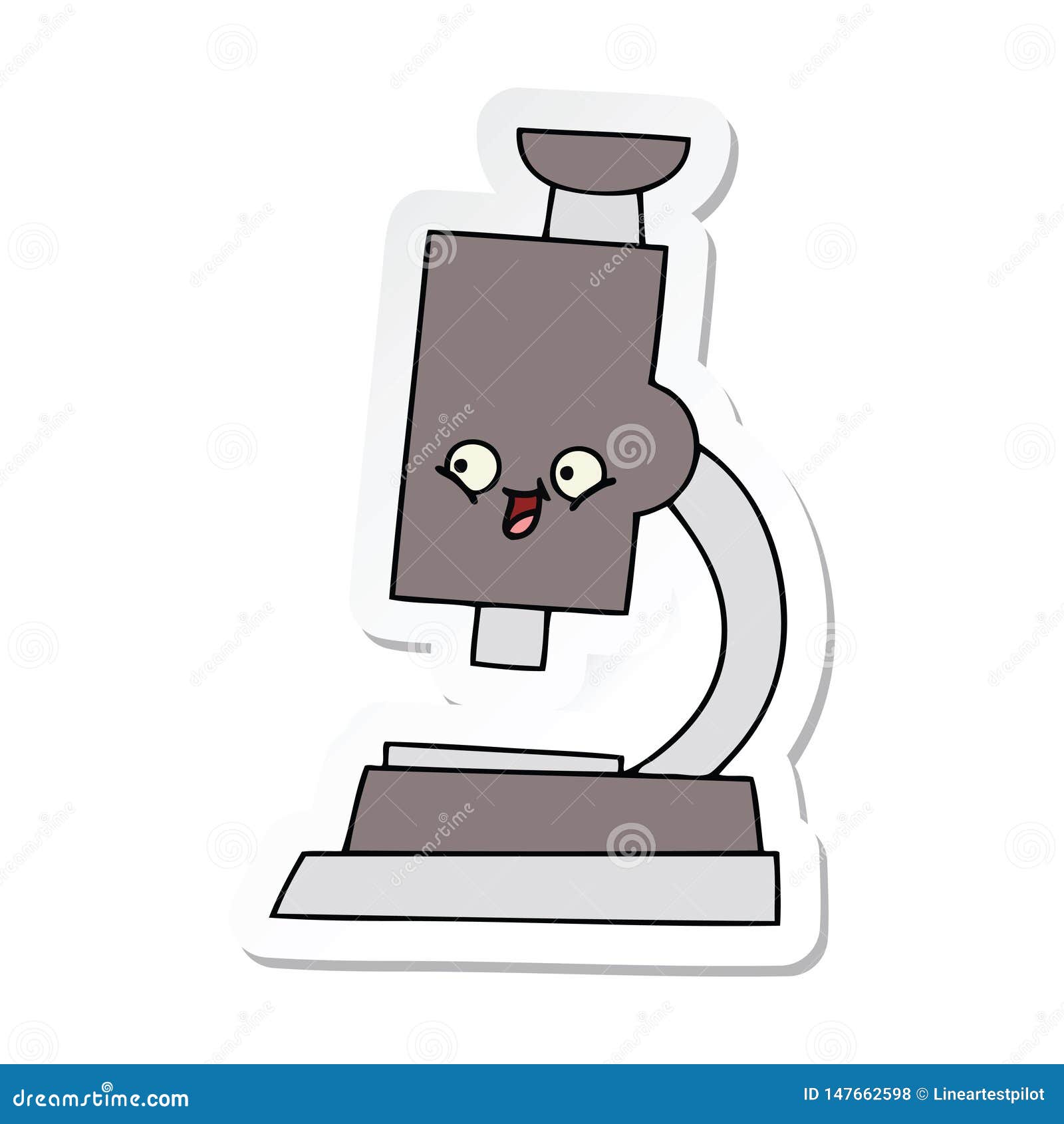 Sticker of a Cute Cartoon Microscope Stock Vector - Illustration of ...