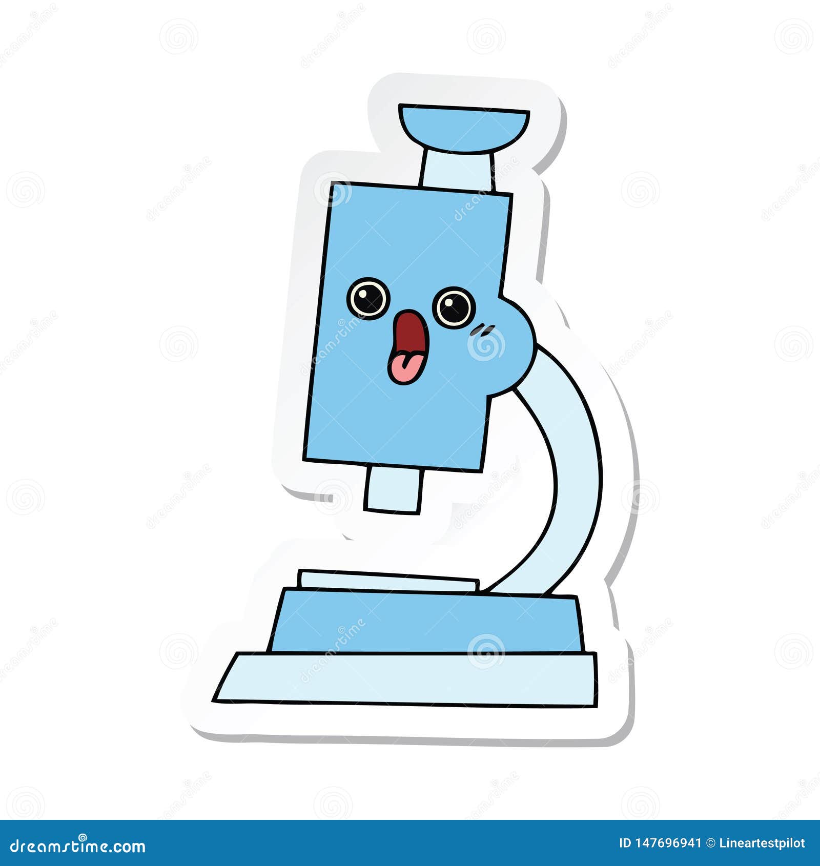 Sticker of a Cute Cartoon Microscope Stock Vector - Illustration of ...