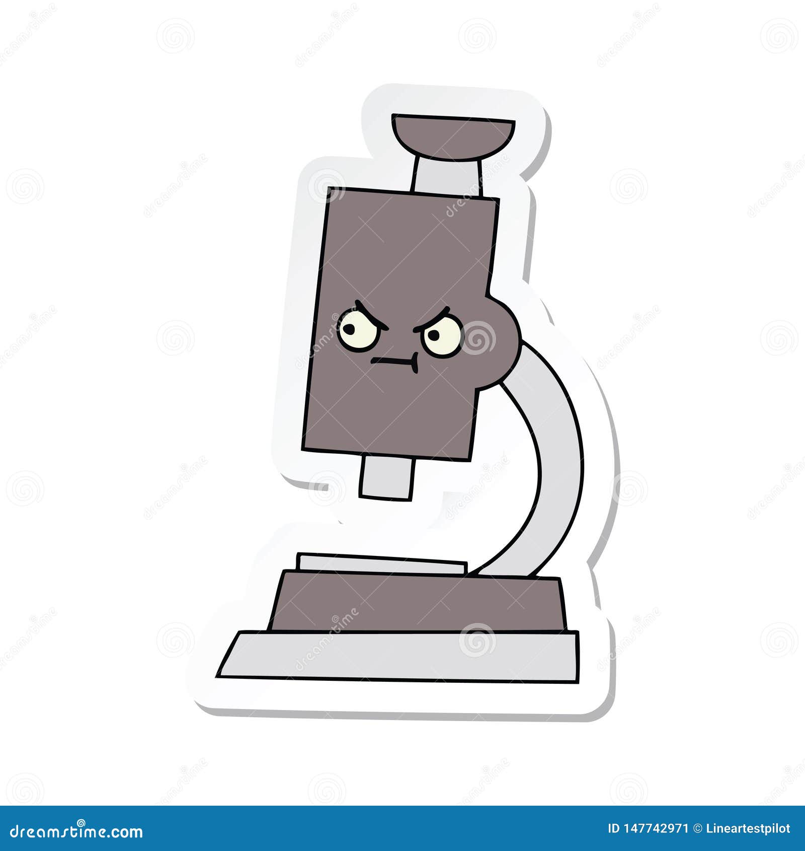 Sticker of a Cute Cartoon Microscope Stock Vector - Illustration of ...