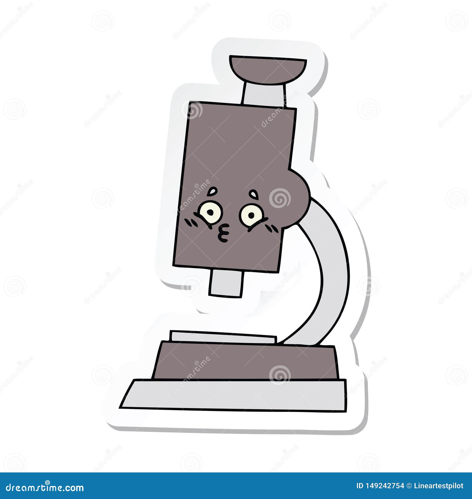 Sticker of a Cute Cartoon Microscope Stock Vector - Illustration of ...