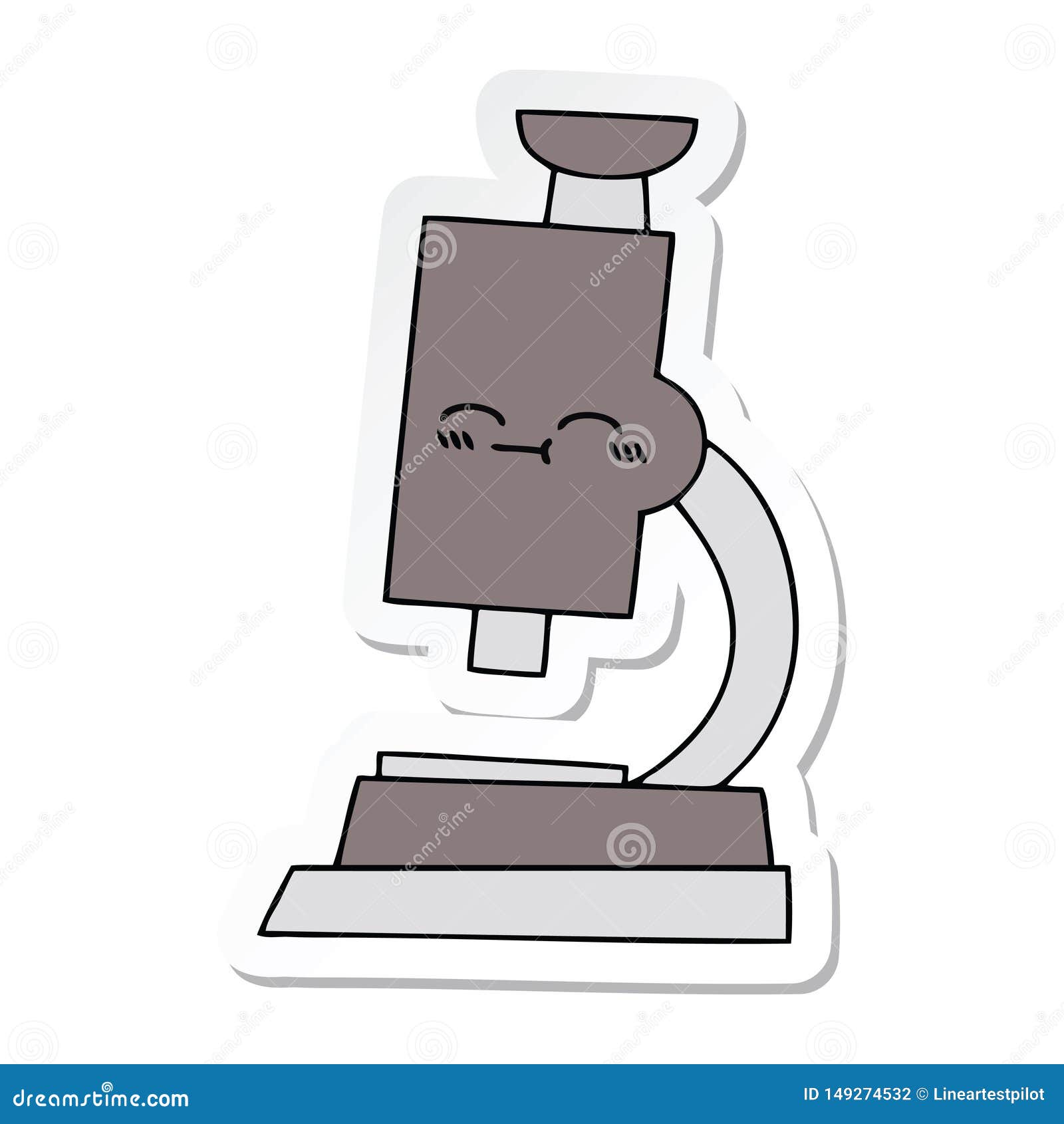 Sticker of a Cute Cartoon Microscope Stock Vector - Illustration of ...