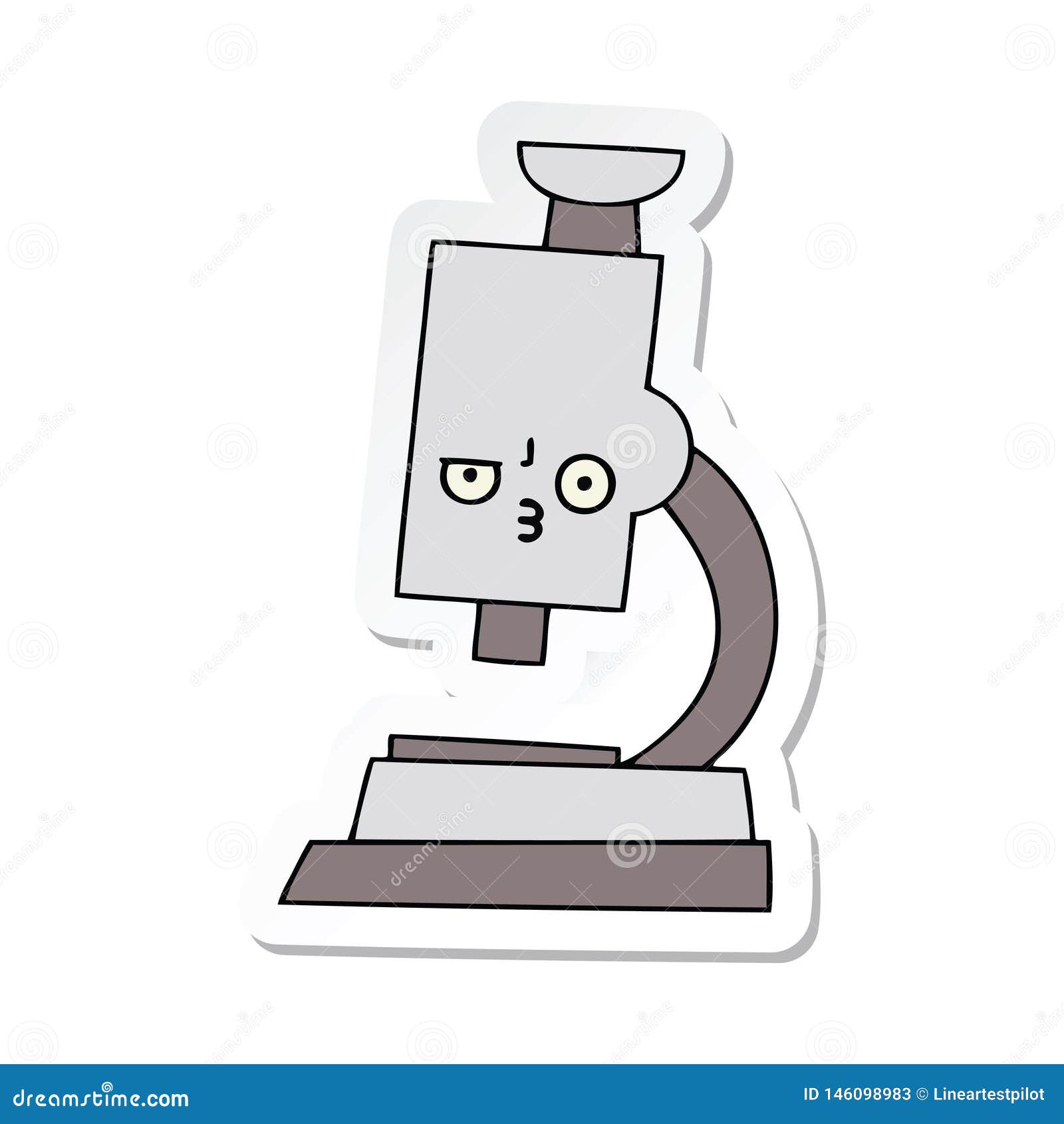 Sticker of a Cute Cartoon Microscope Stock Vector - Illustration of ...