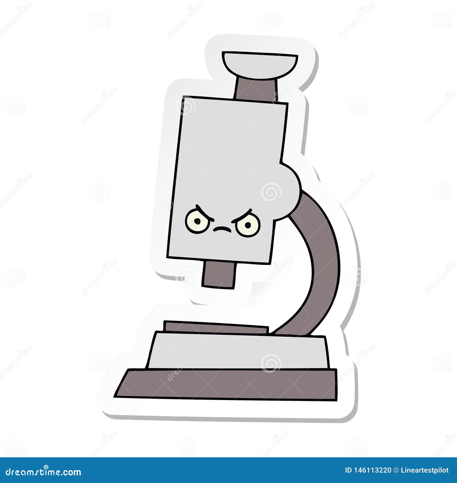 Sticker of a Cute Cartoon Microscope Stock Vector - Illustration of ...