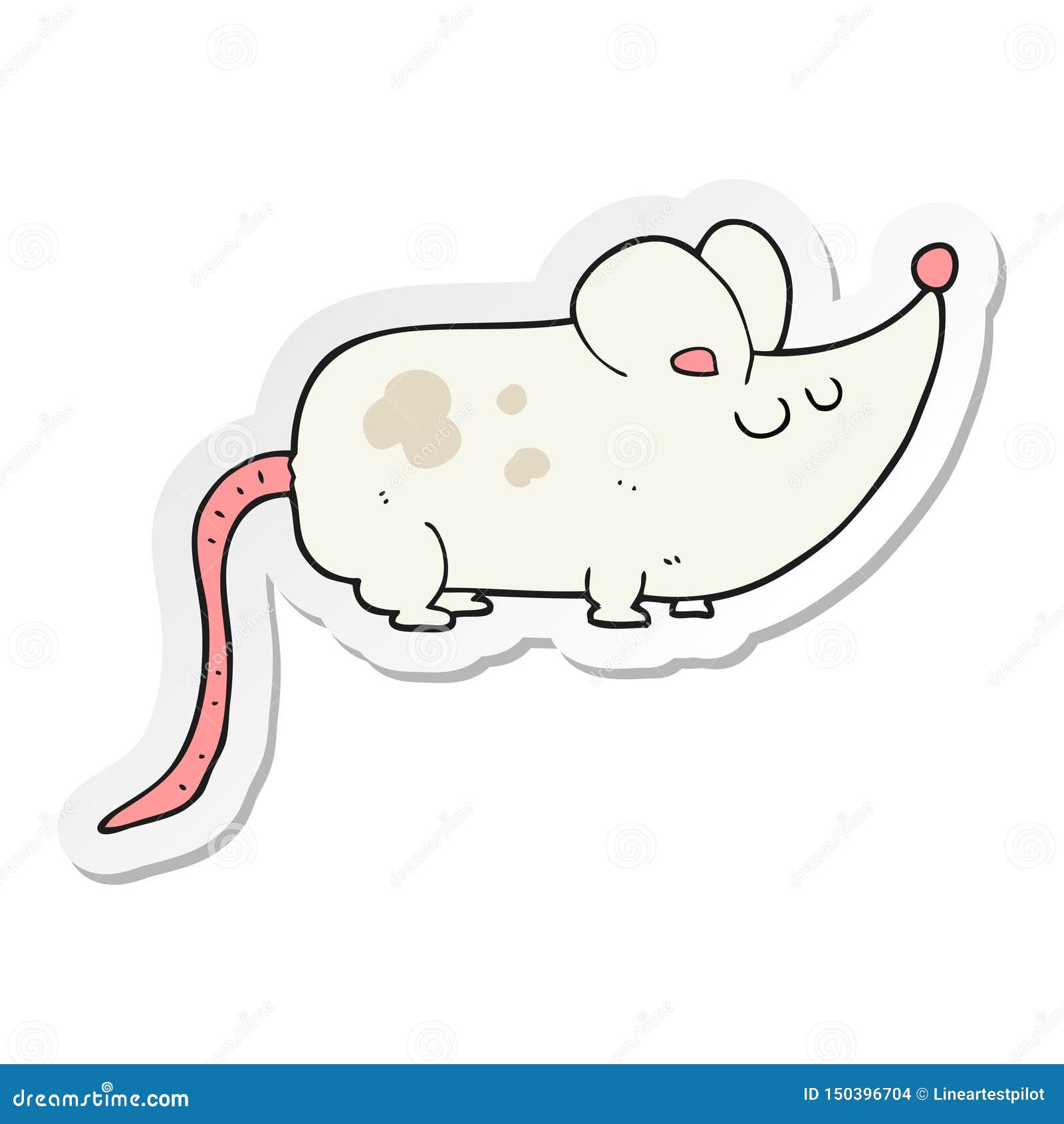 Sticker of a Cute Cartoon Mouse Stock Vector - Illustration of doodle ...