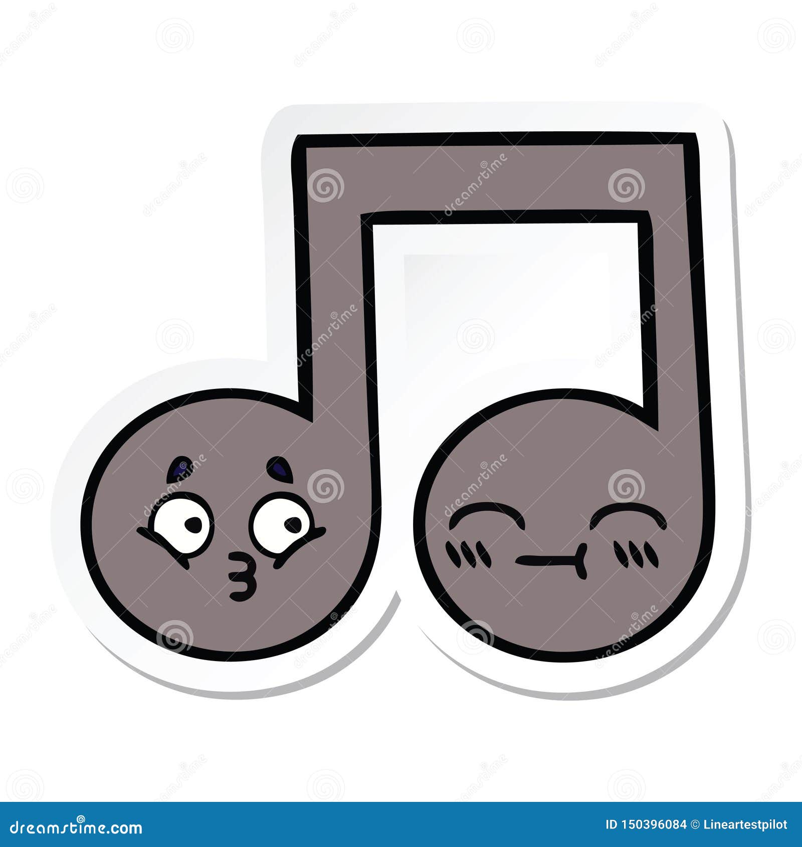 Sticker of a Cute Cartoon Musical Note Stock Vector - Illustration of ...