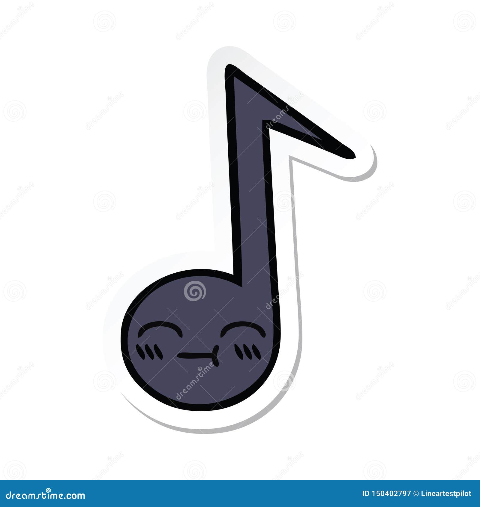 Sticker of a Cute Cartoon Musical Note Stock Vector - Illustration of ...