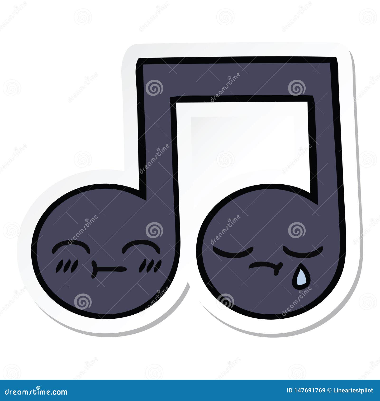 Sticker of a Cute Cartoon Musical Note Stock Vector - Illustration of ...