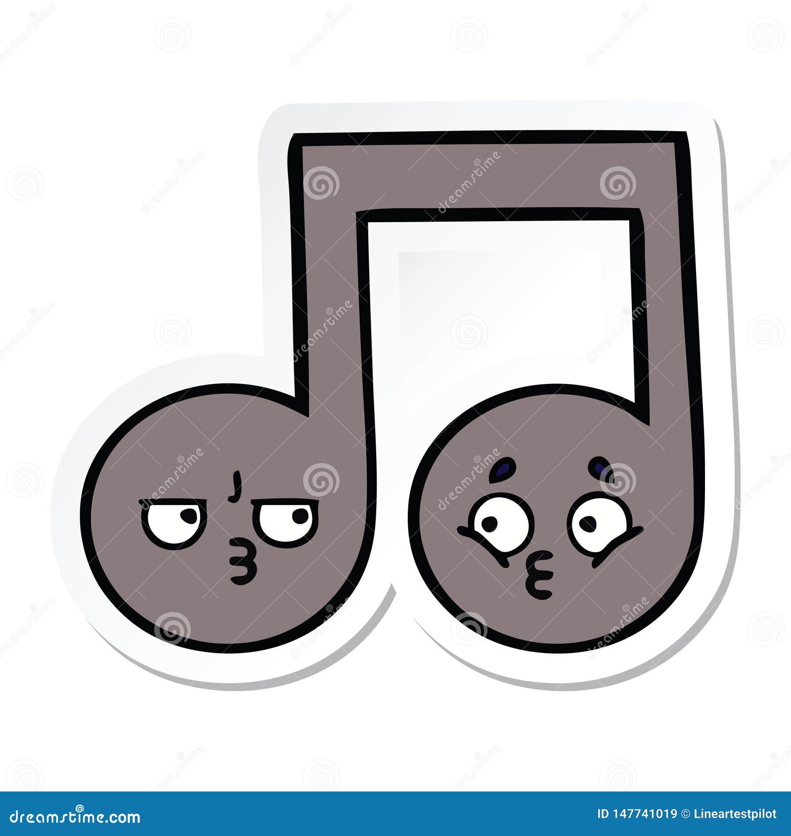 Sticker of a Cute Cartoon Musical Note Stock Vector - Illustration of ...