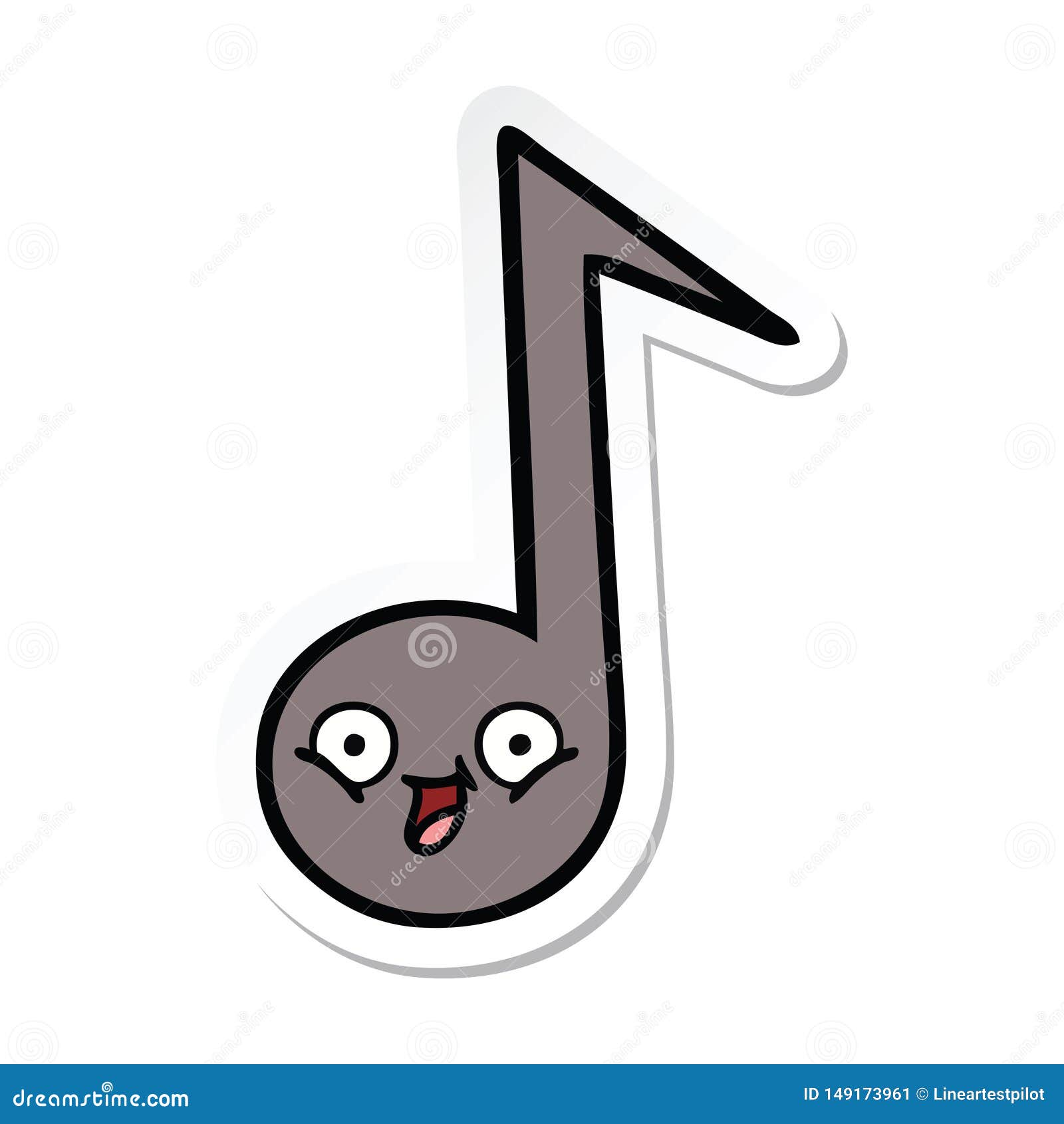 Sticker of a Cute Cartoon Musical Note Stock Vector - Illustration of ...